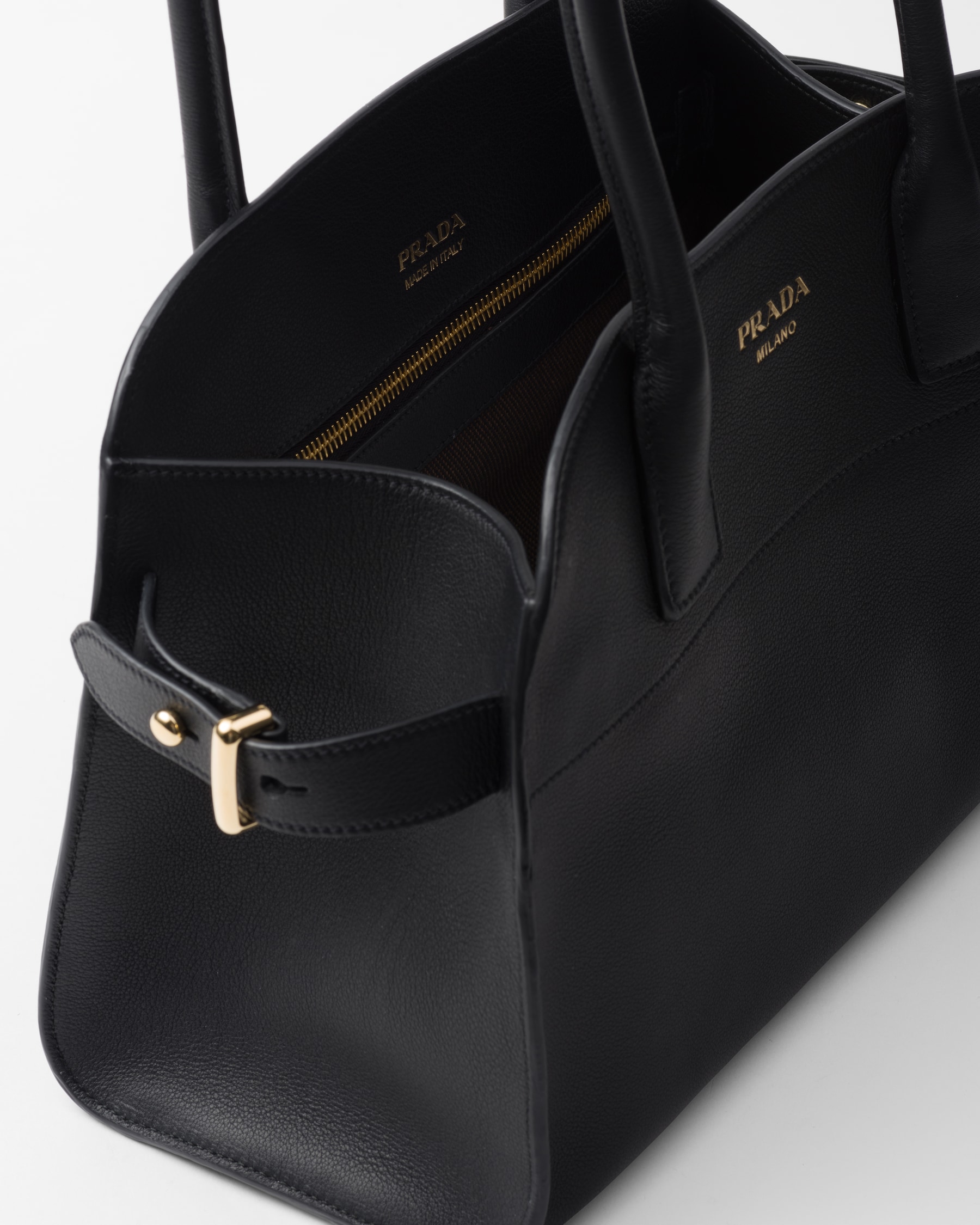 Black Medium Leather Tote Bag | PRADA