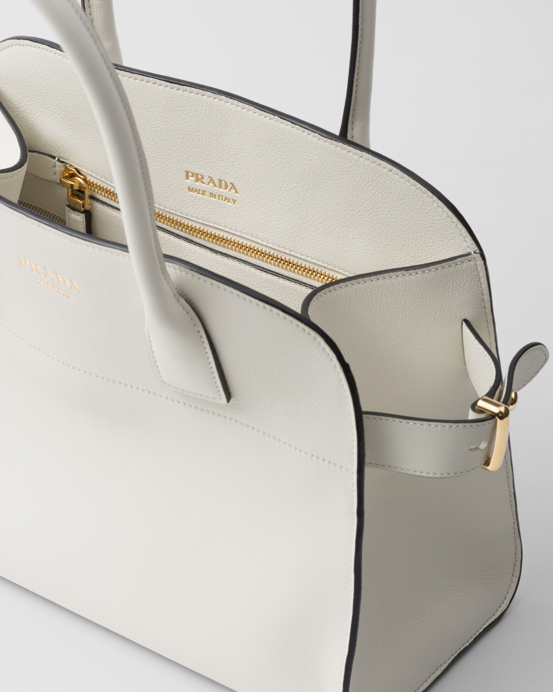 White Medium Leather Tote Bag | PRADA