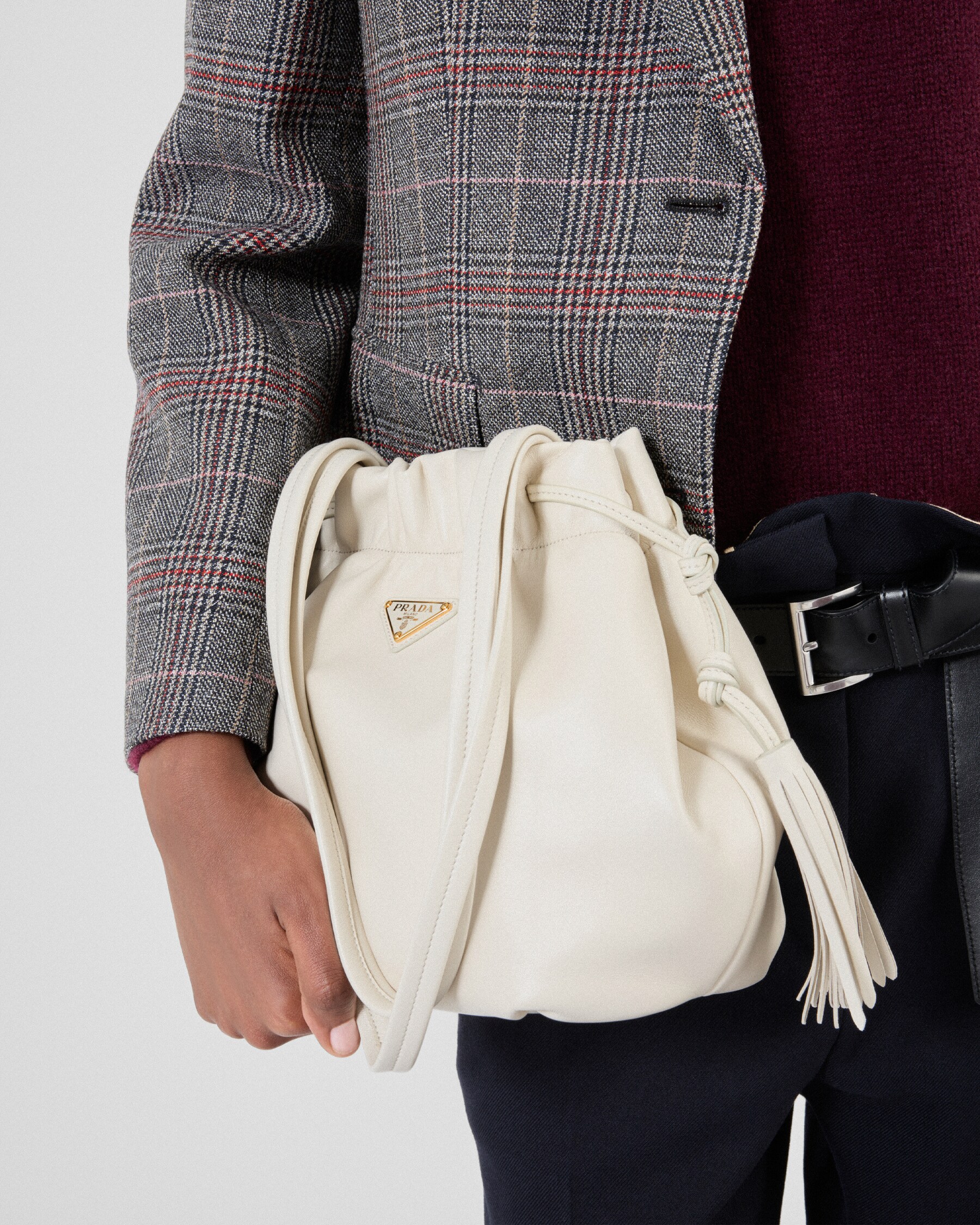 White Nappa Leather Shoulder Bag | PRADA