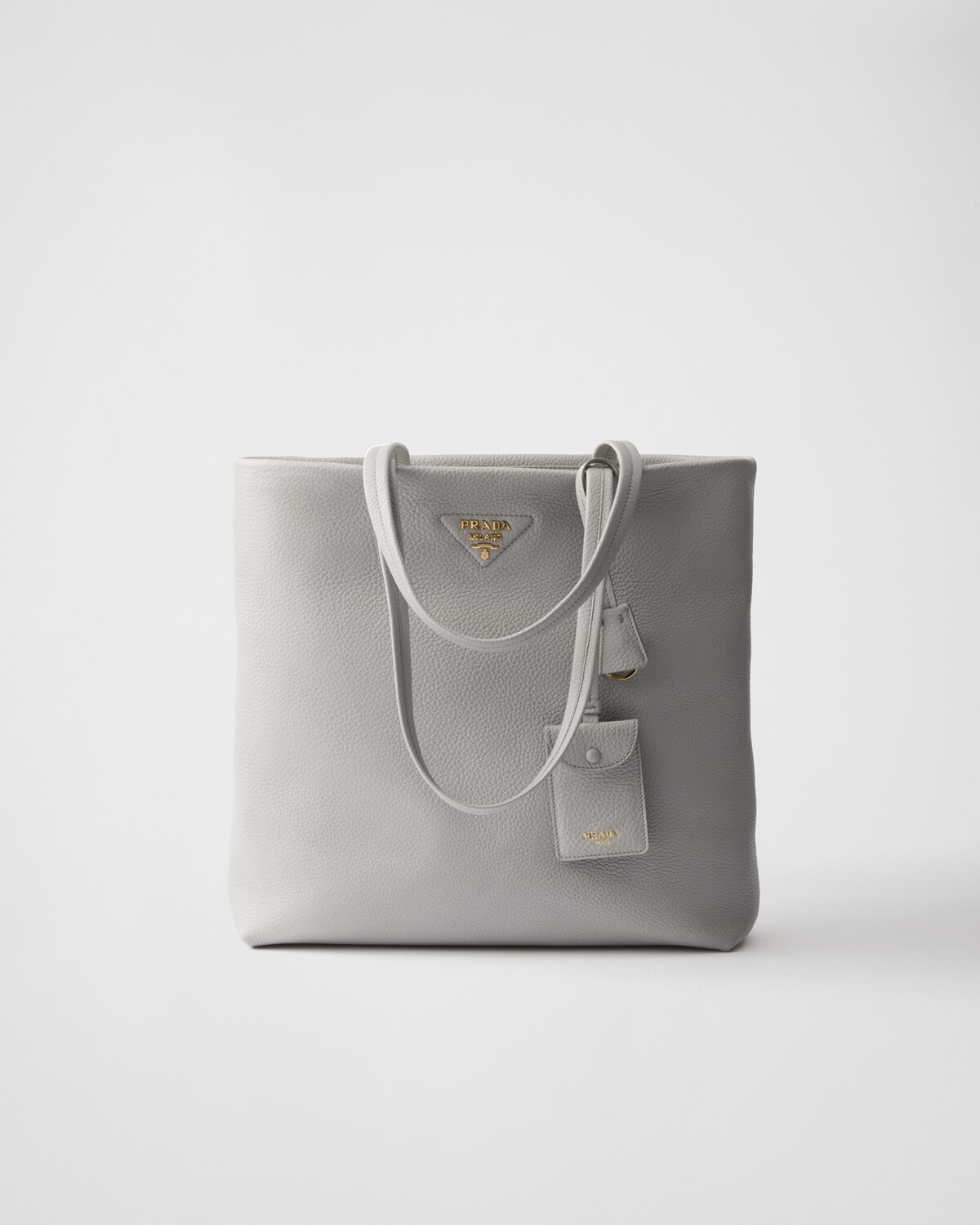 Granite Gray Large Leather Tote Bag | PRADA