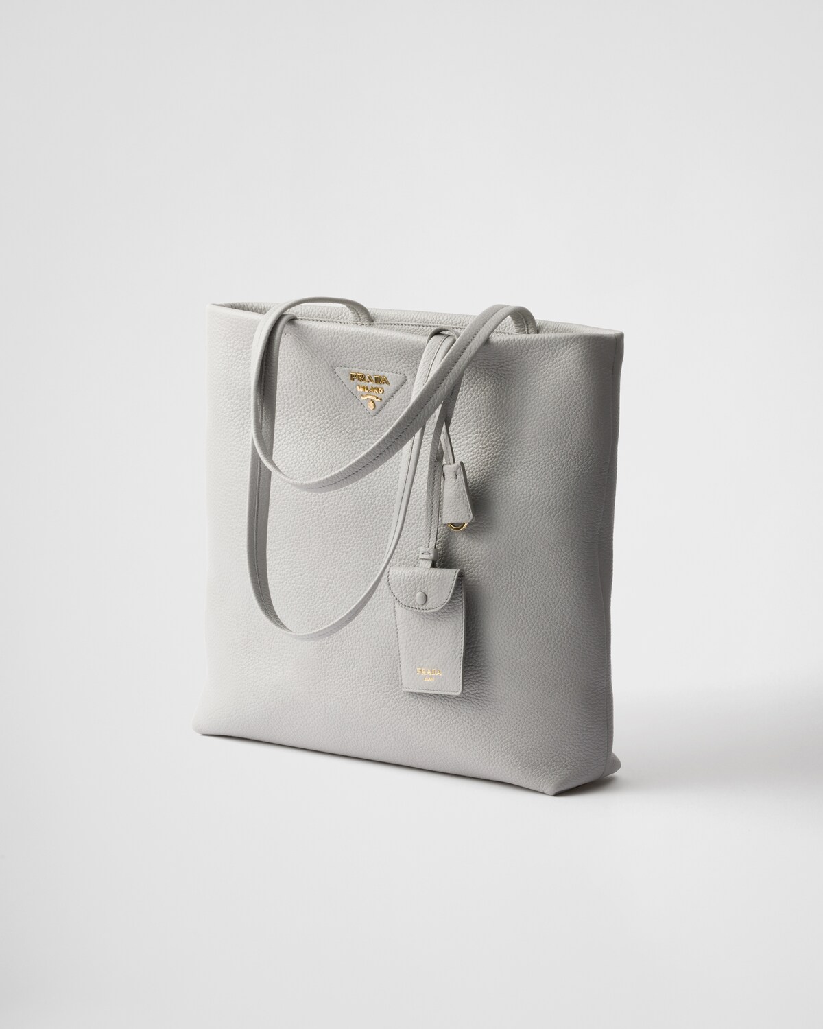 Granite Gray Large Leather Tote Bag | PRADA