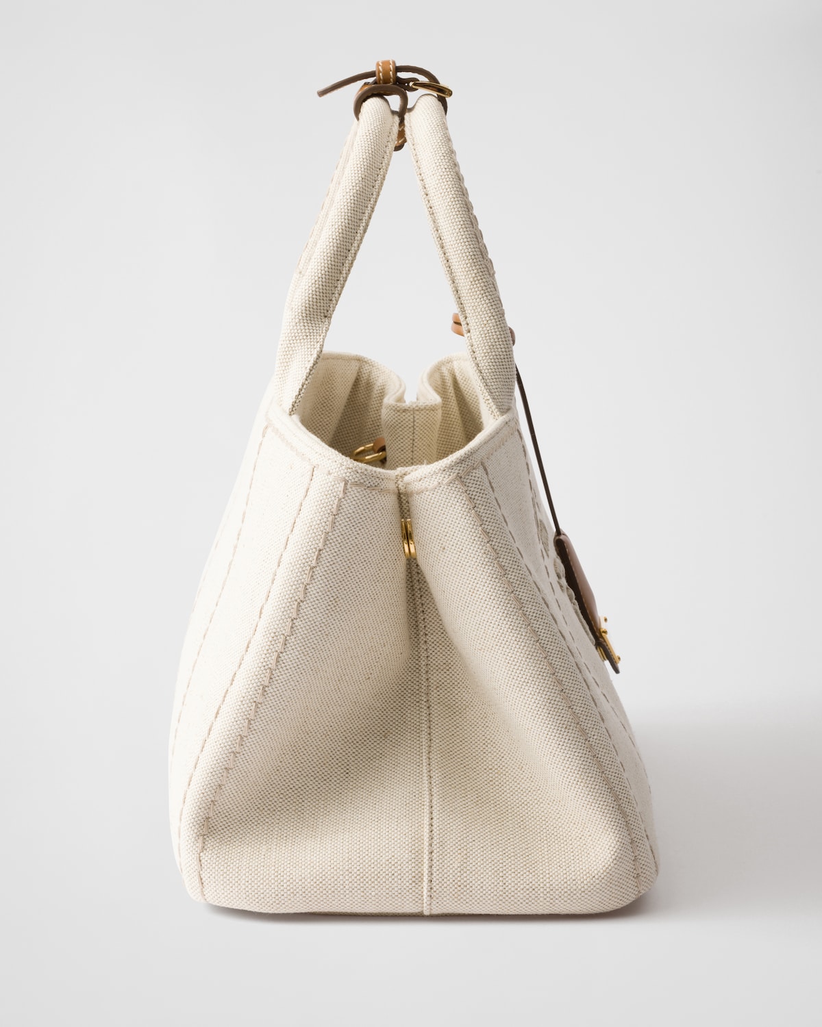 Natural Prada Jardinière Large Linen Blend Handbag | PRADA