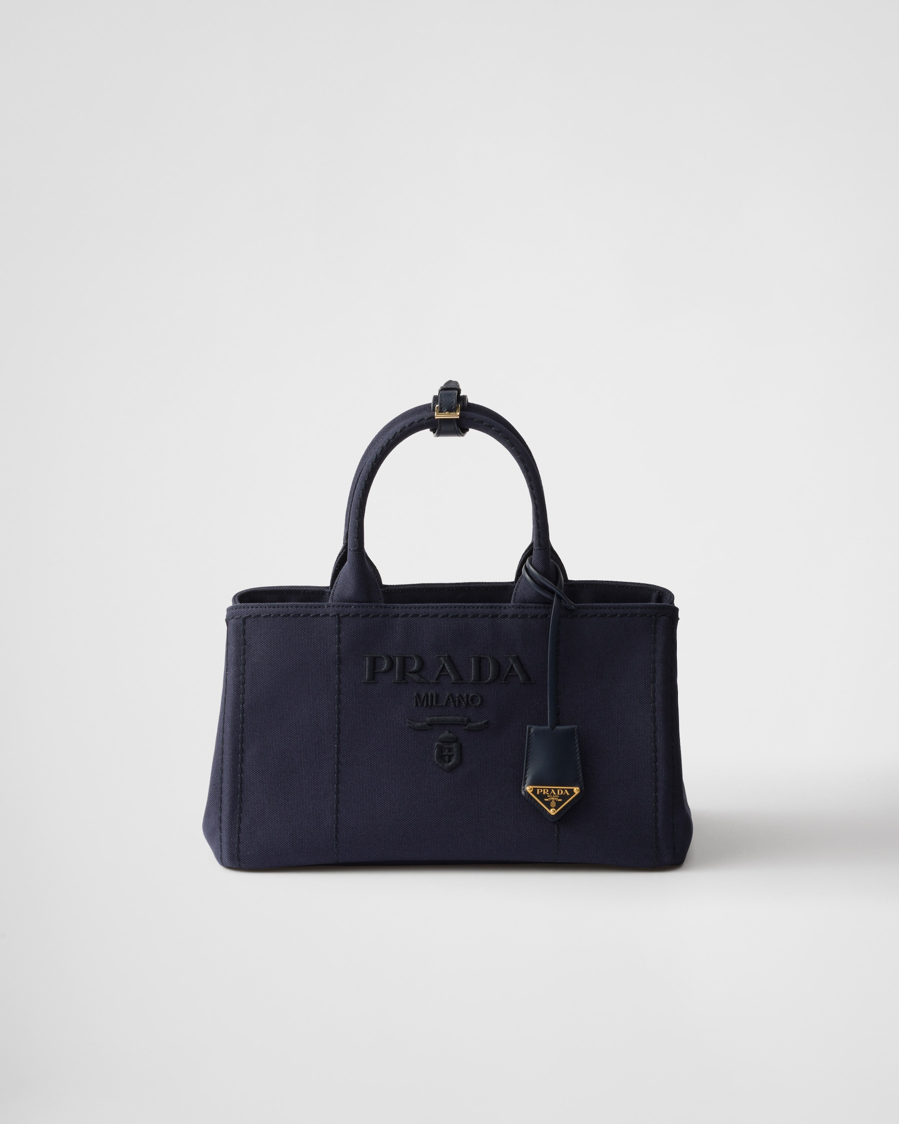 Baltic Blue Large Cotton Canvas Handbag | PRADA