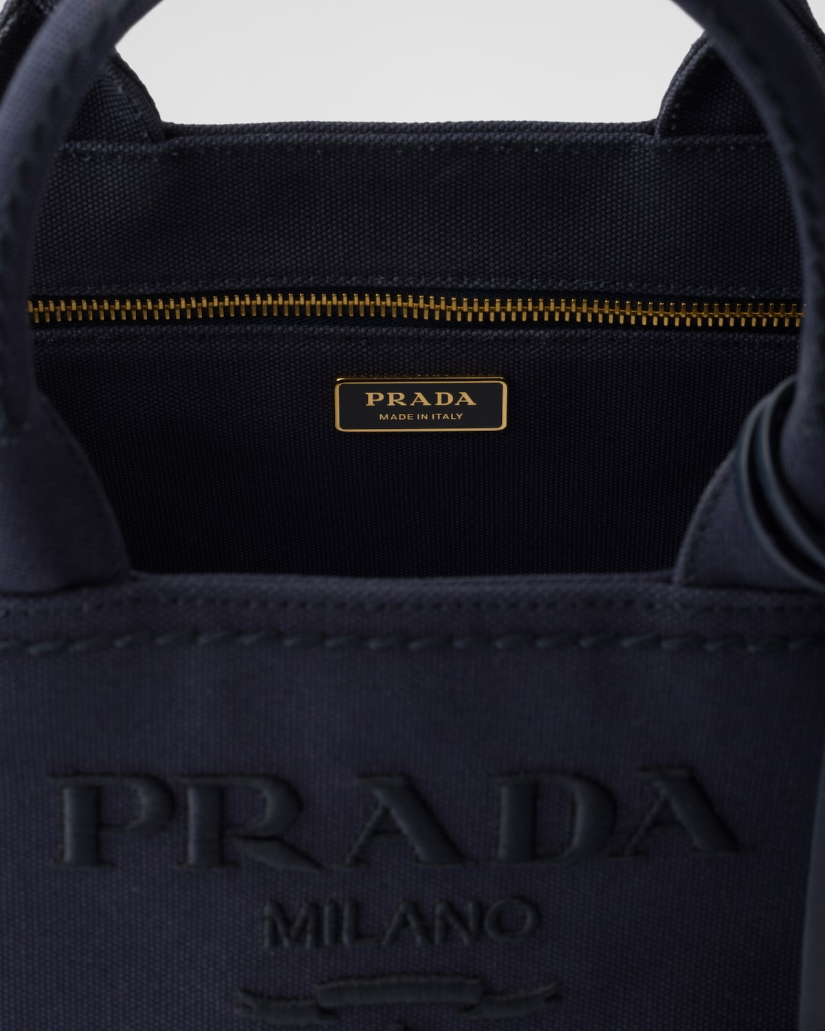 Baltic Blue Large Cotton Canvas Handbag | PRADA