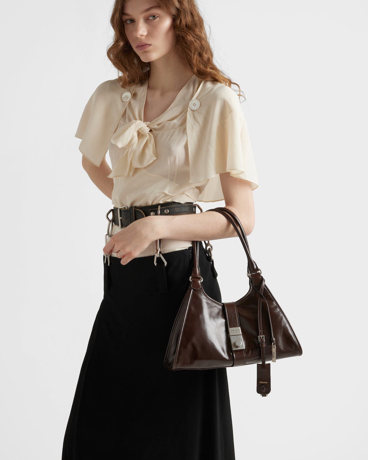 Dark Brown Medium Leather Tote Bag | PRADA