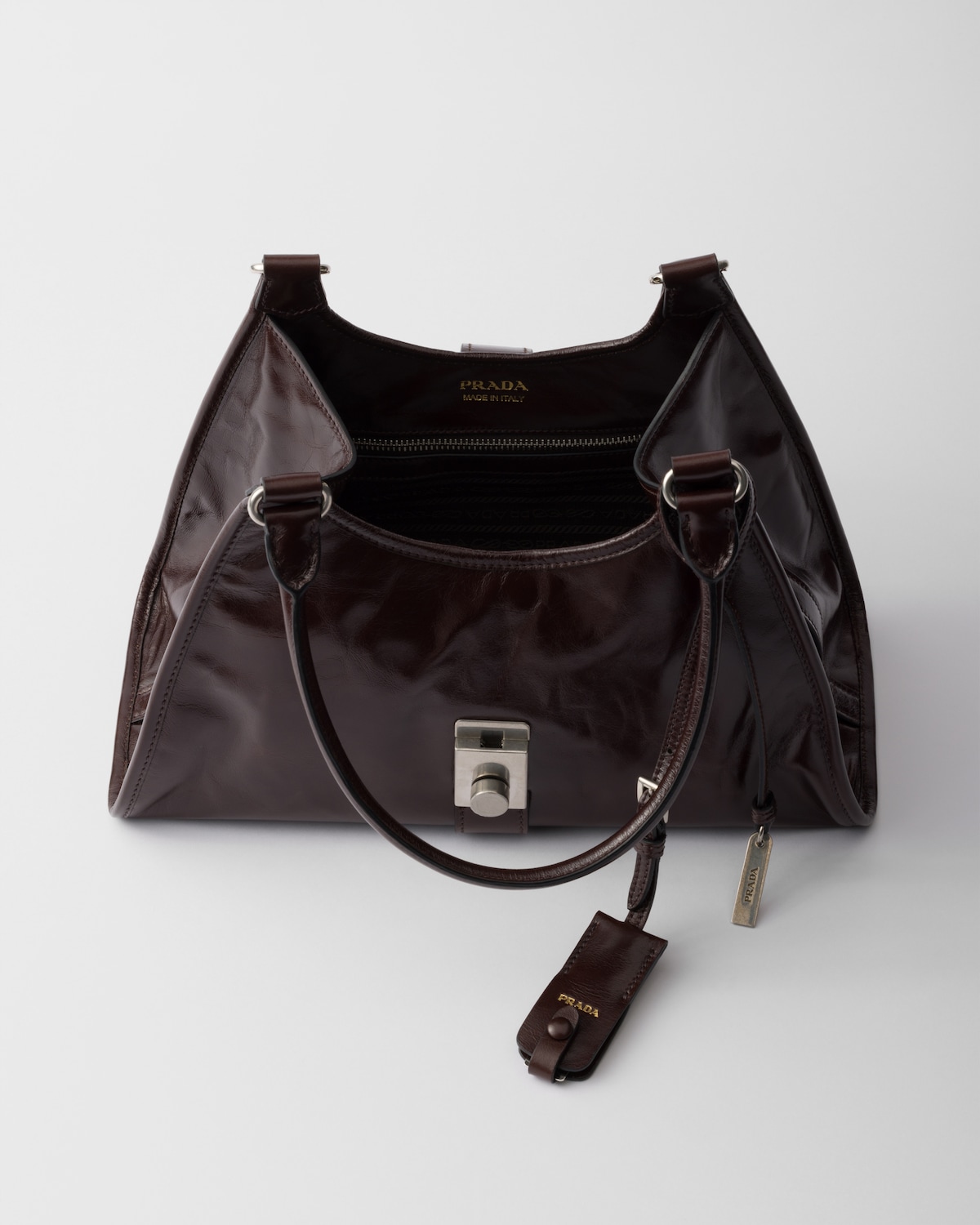 Dark Brown Medium Leather Tote Bag | PRADA
