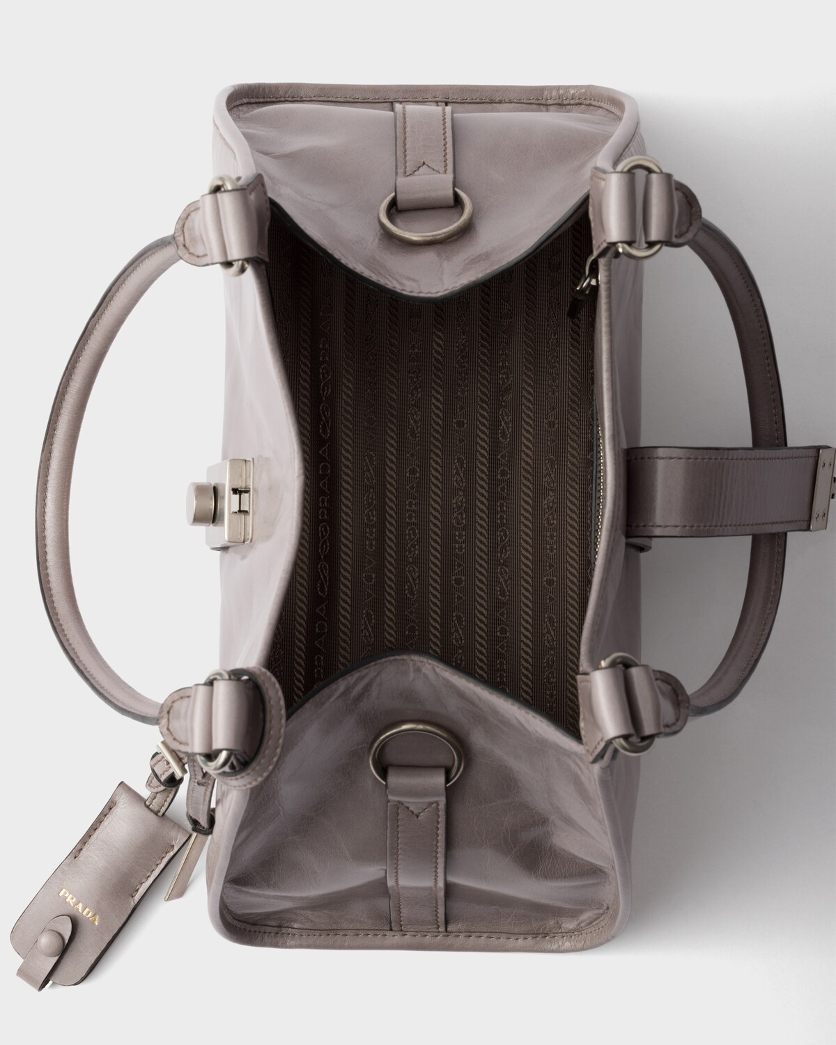 Pewter Medium Leather Tote Bag | PRADA