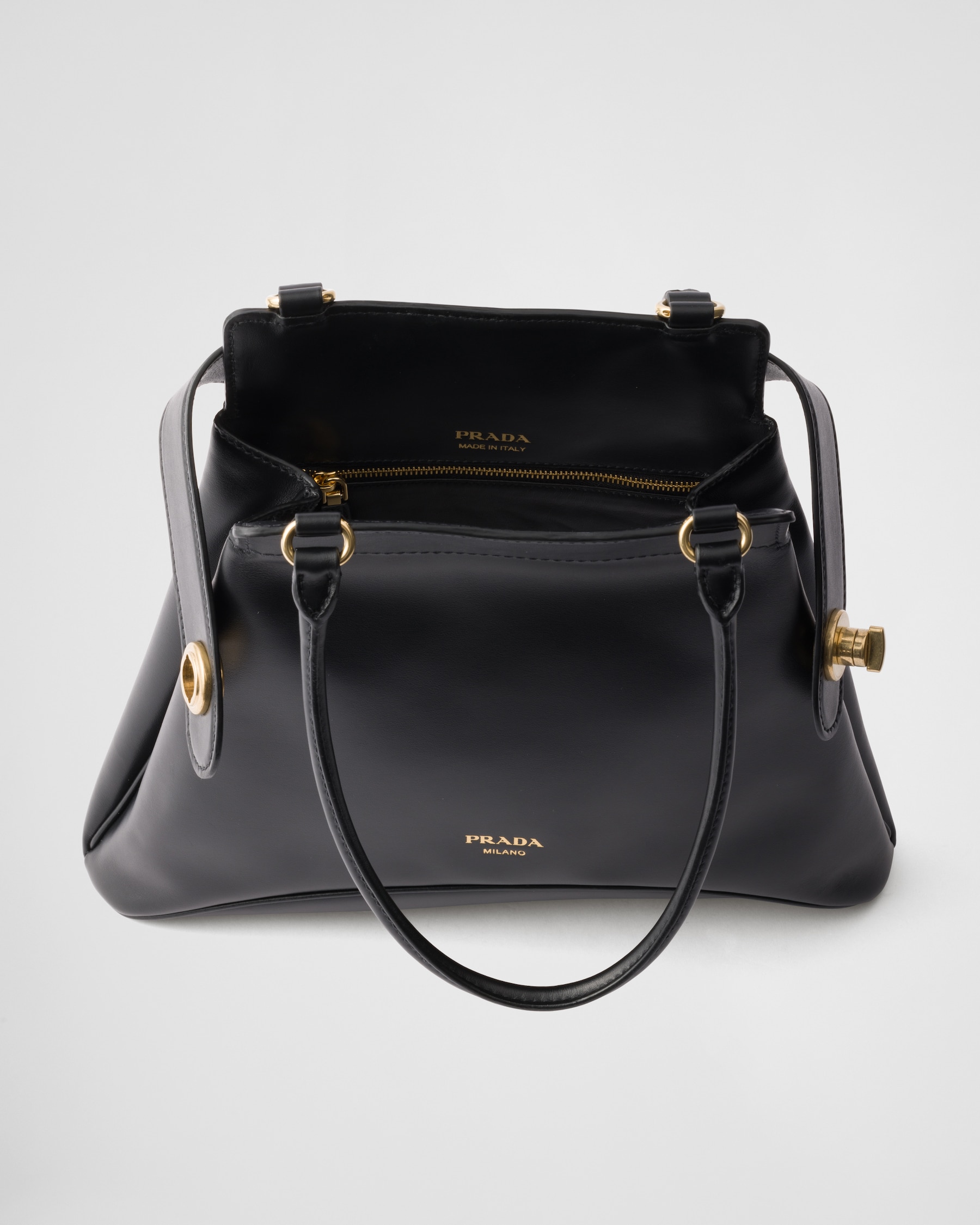 Black Prada Etude Medium Leather Tote Bag | PRADA