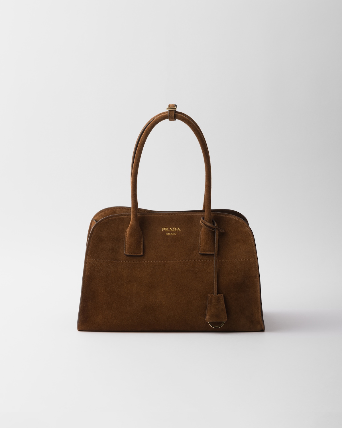 Cocoa Brown Medium Suede Tote Bag | PRADA - United Kingdom