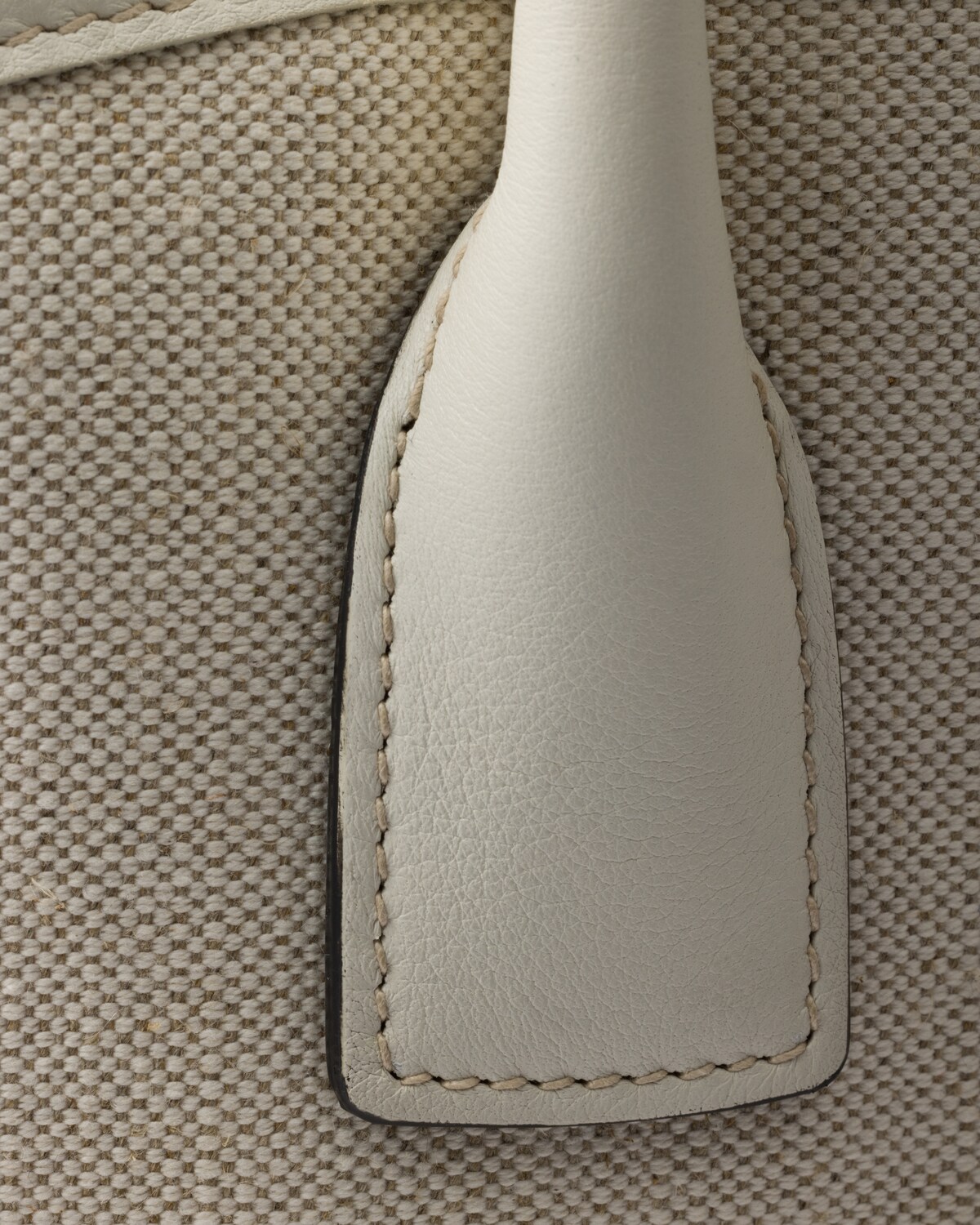 Tan/white Medium Linen Blend And Leather Tote Bag | PRADA