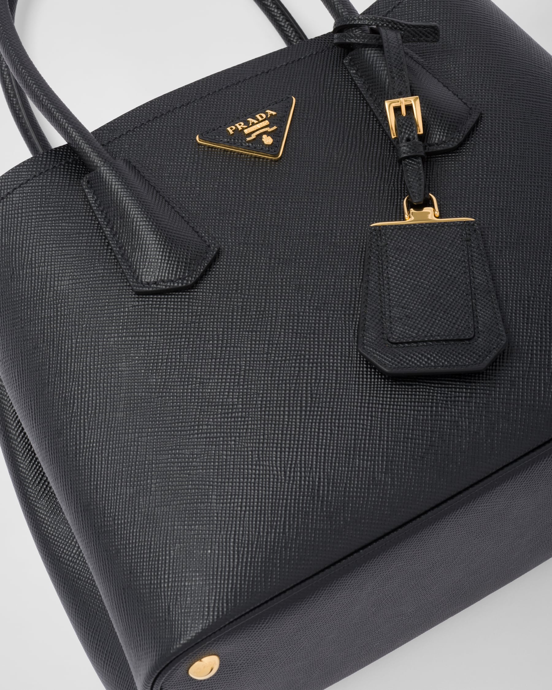 Black Small Saffiano Leather Double Prada Bag | PRADA