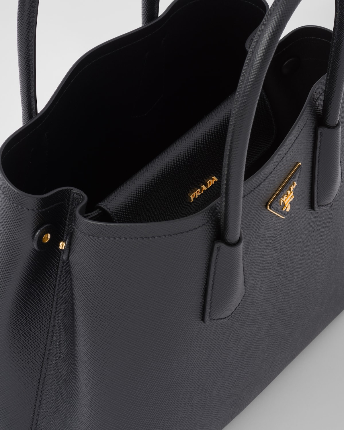 Black Small Saffiano Leather Double Prada Bag | PRADA