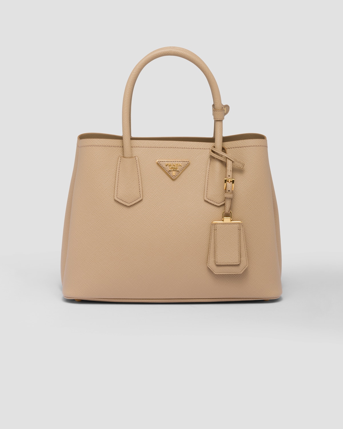 Sand Beige Medium Prada Double Saffiano Leather Bag | PRADA