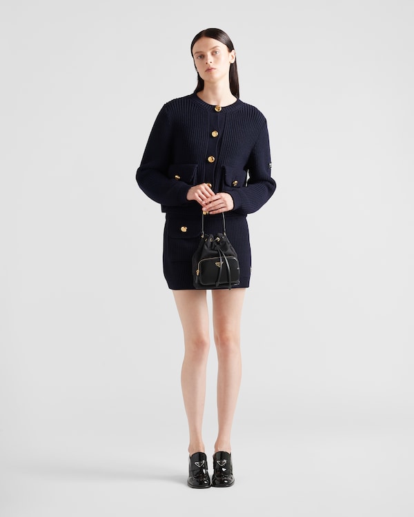 Black Prada Duet Re-nylon And Brushed Bucket Bag | PRADA