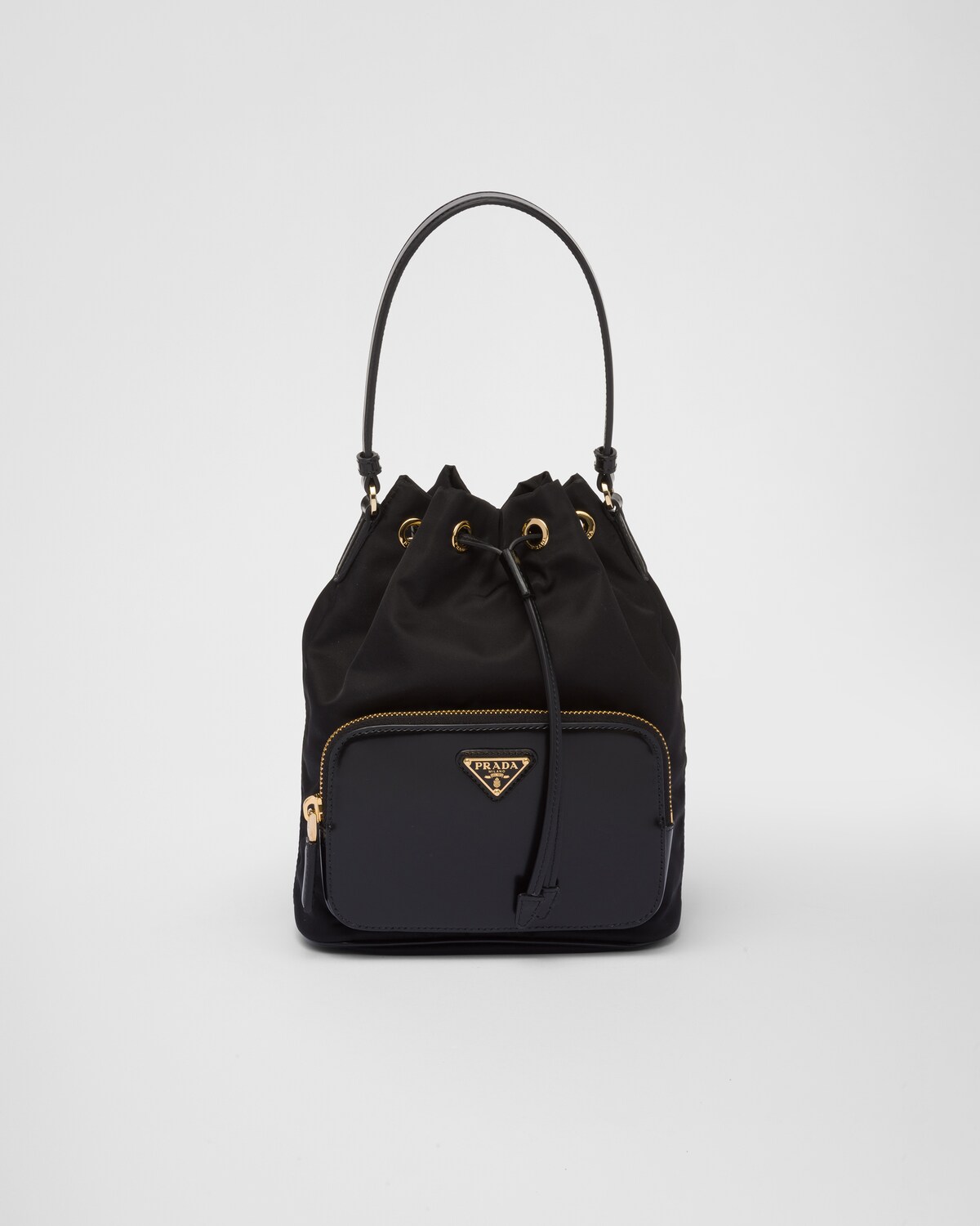 Borsa In Re-nylon E Pelle Spazzolata Nero | PRADA