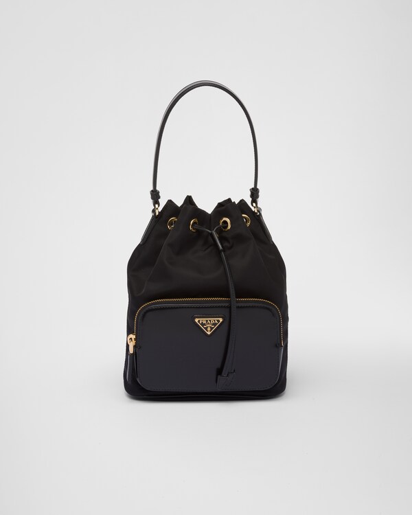 Black Prada Duet Re-nylon And Brushed Bucket Bag | PRADA