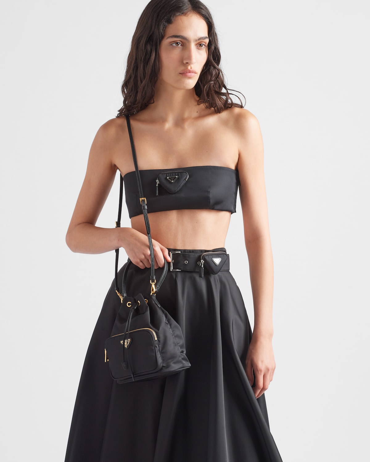 Black Prada Duet Re-nylon Bucket Bag | PRADA