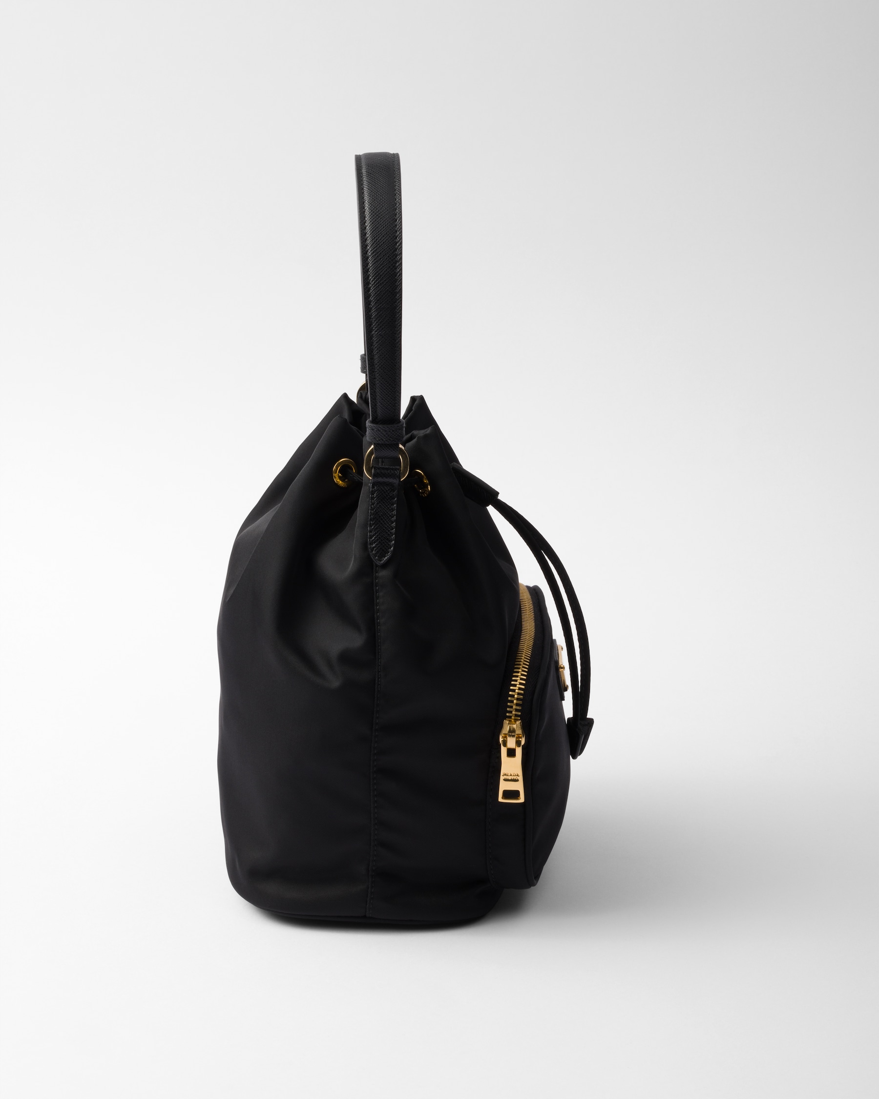 Black Prada Duet Re Nylon Bucket Bag Prada