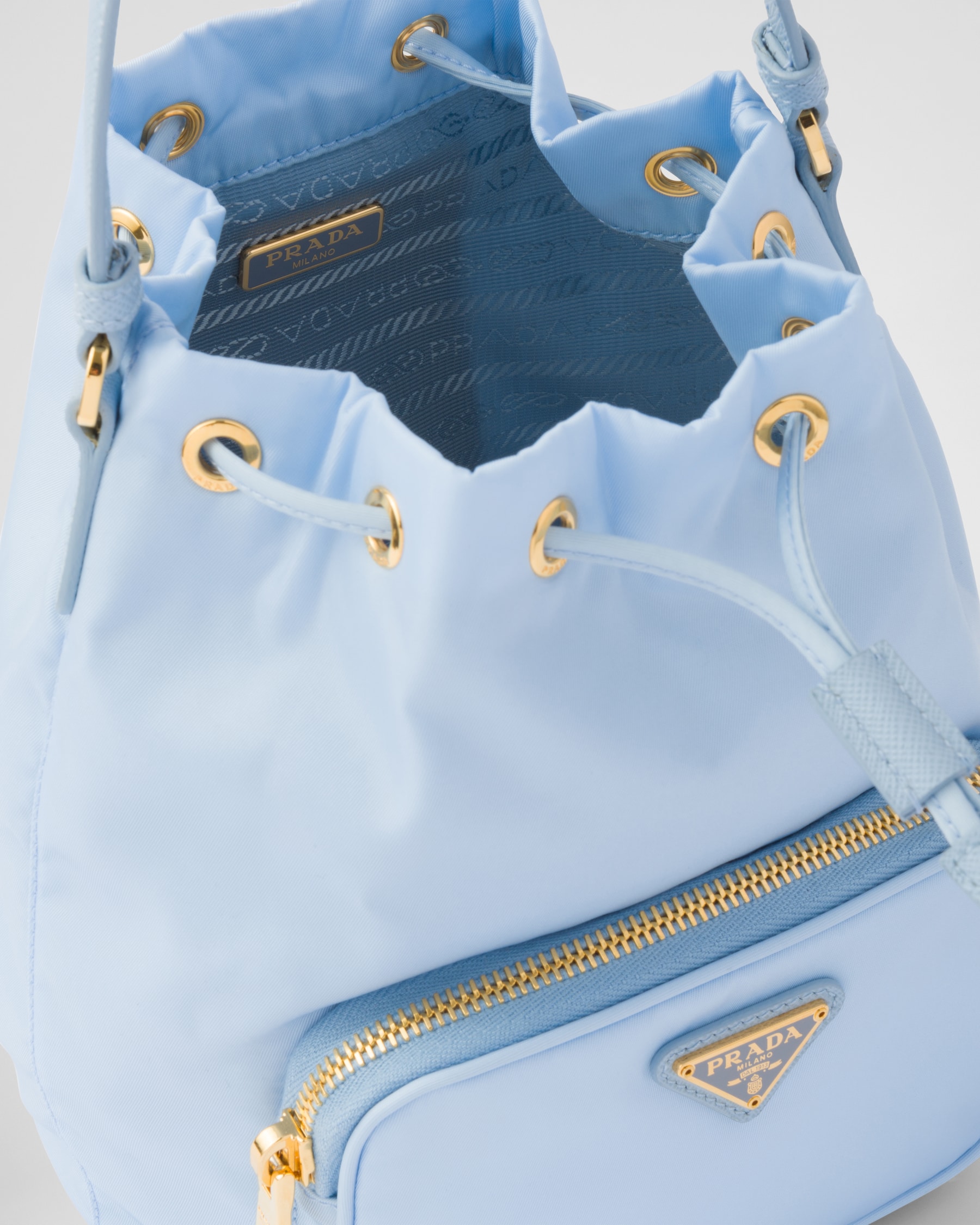 Light Blue Prada Duet Re-nylon Bucket Bag | PRADA