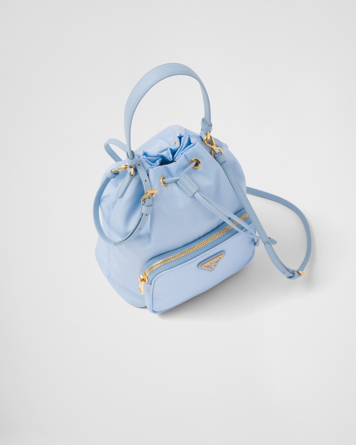 Light Blue Prada Duet Re-nylon Bucket Bag | PRADA