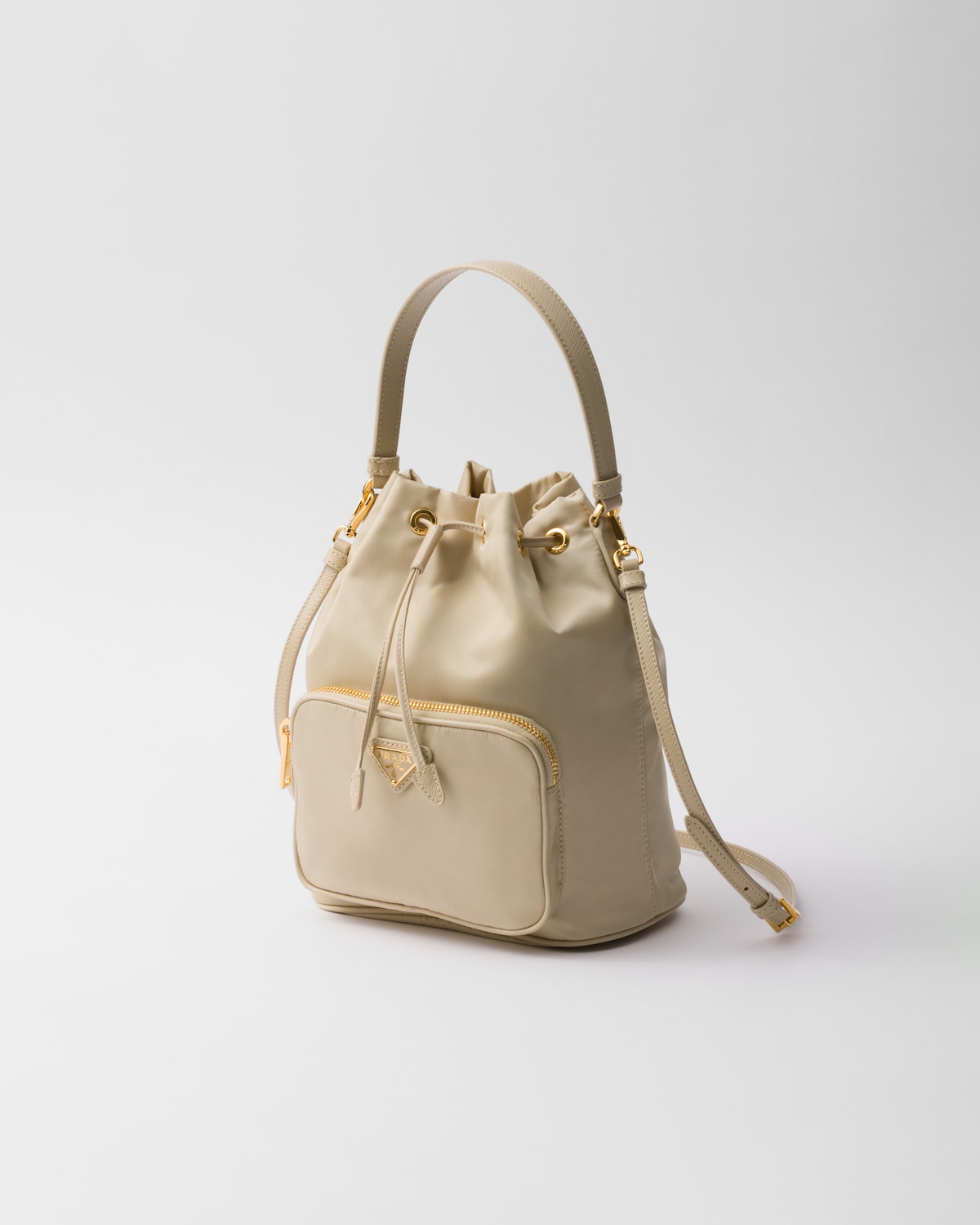 Desert Beige Prada Duet Re-nylon Bucket Bag | PRADA