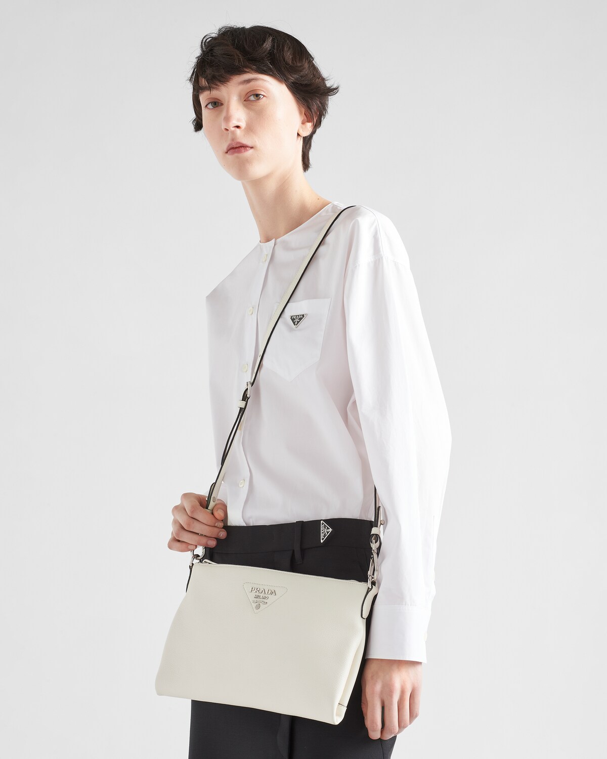 White Leather Shoulder Bag | PRADA