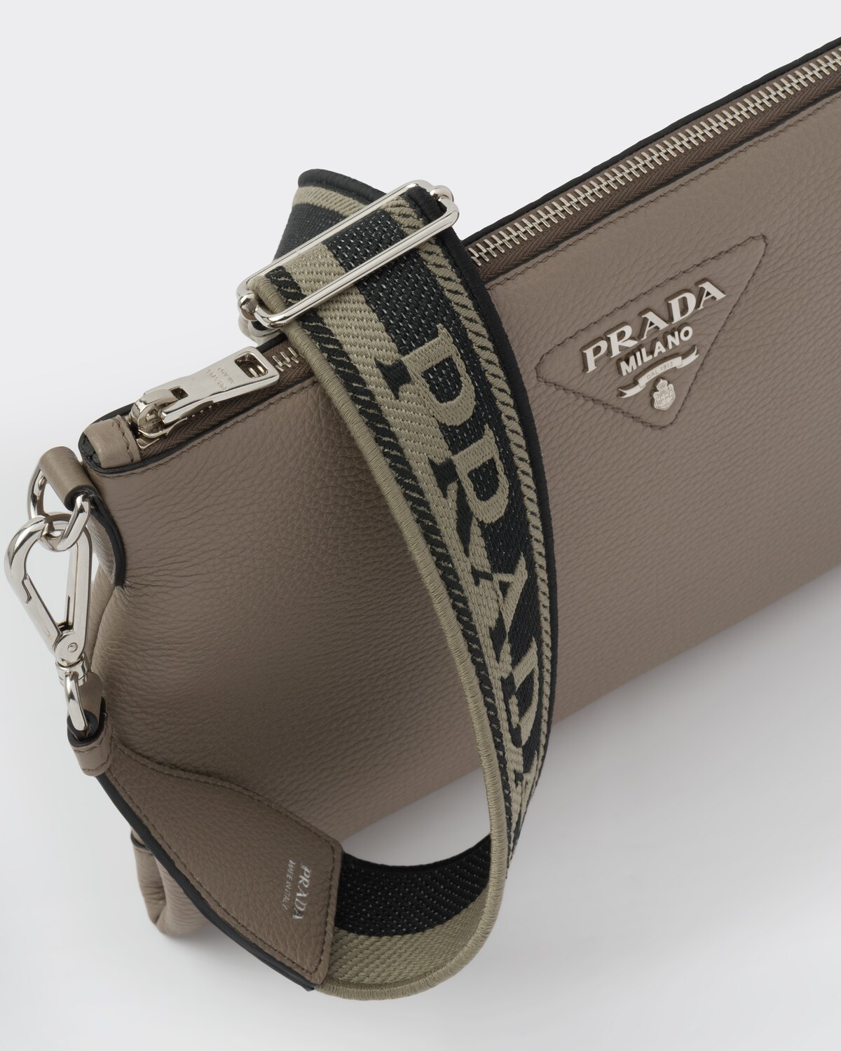 Clay Grey Leather Shoulder Bag | PRADA