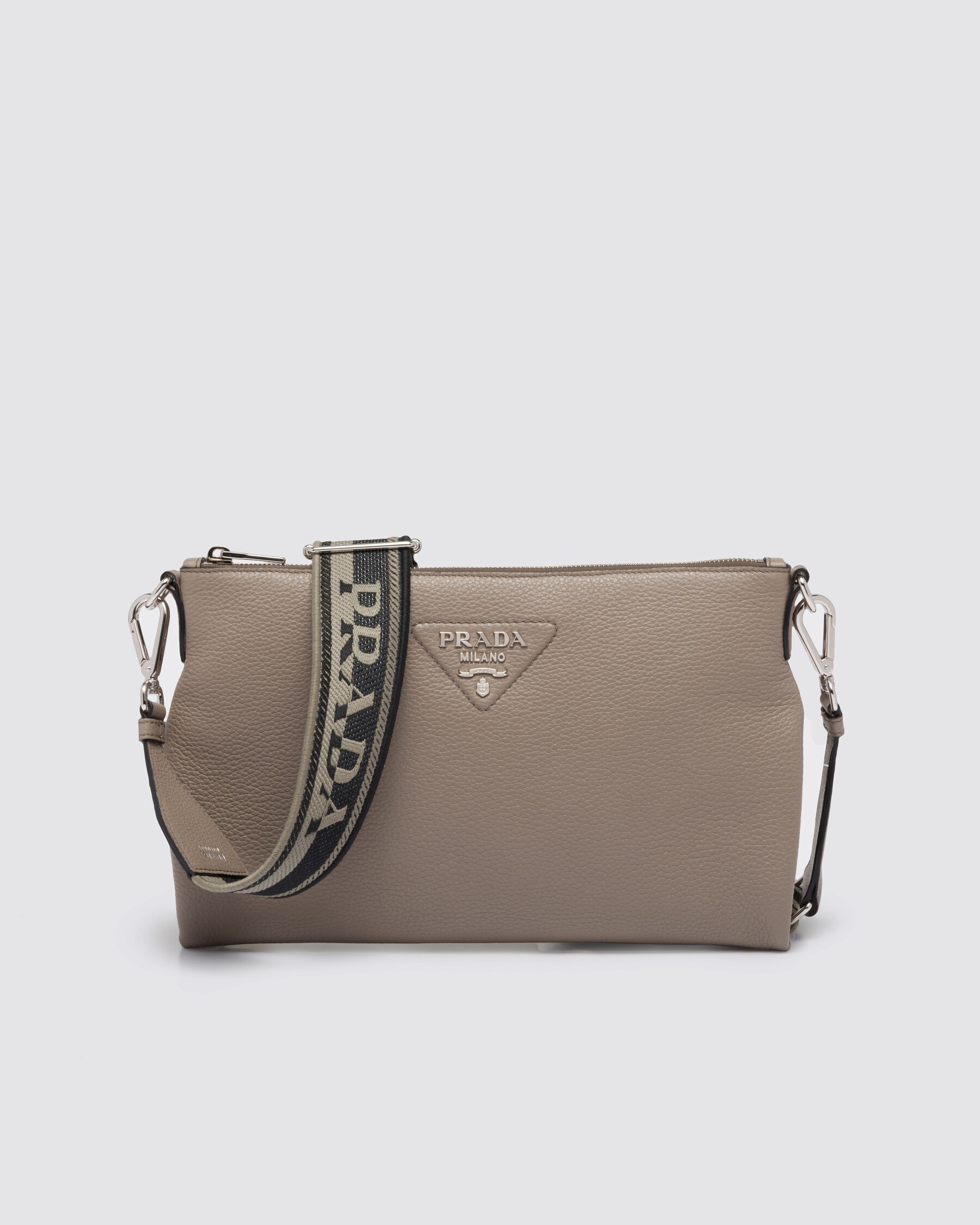 Clay Grey Leather Shoulder Bag | PRADA