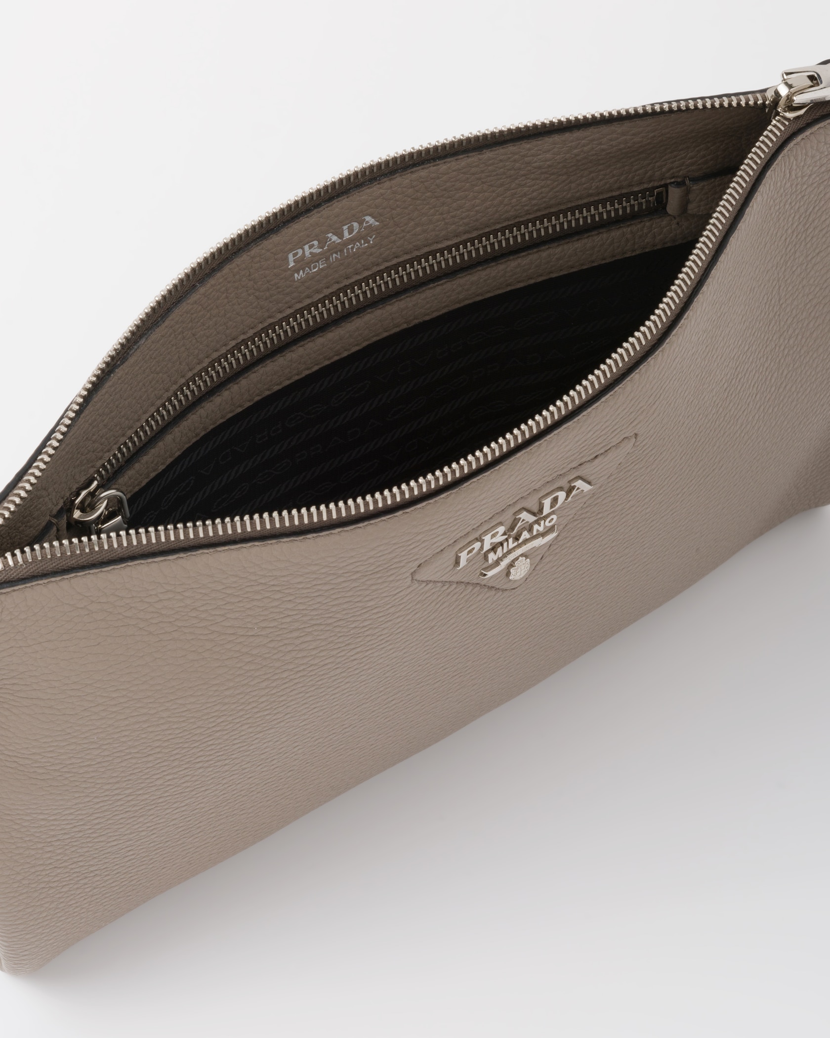 Clay Grey Leather Shoulder Bag | PRADA