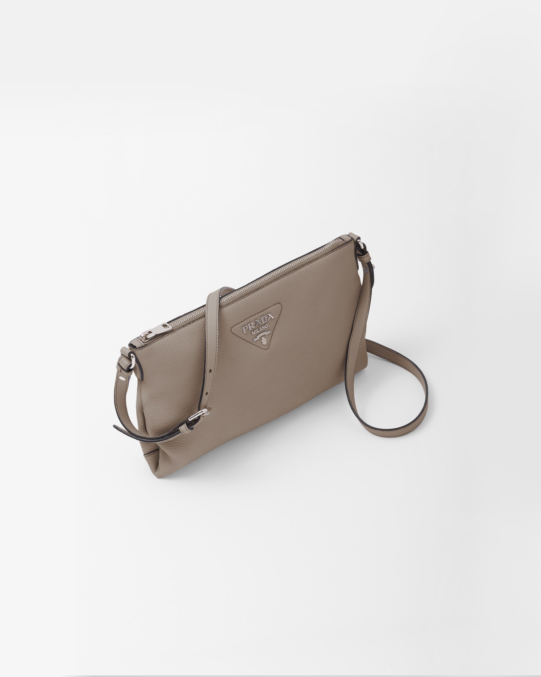 Clay Grey Leather Shoulder Bag | PRADA