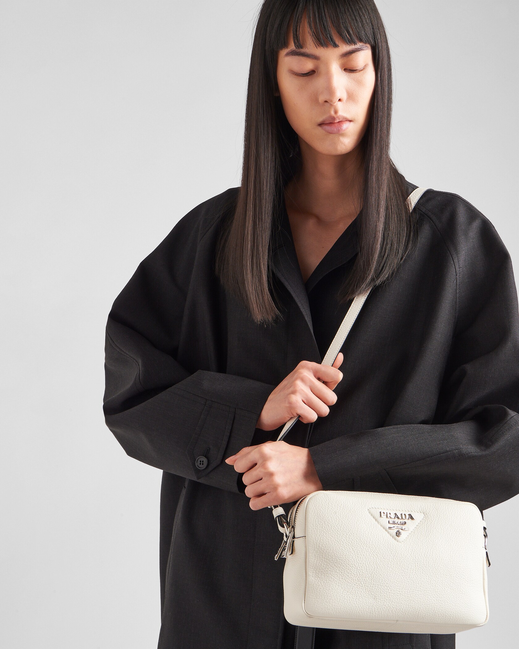 White Medium Leather Bag | PRADA