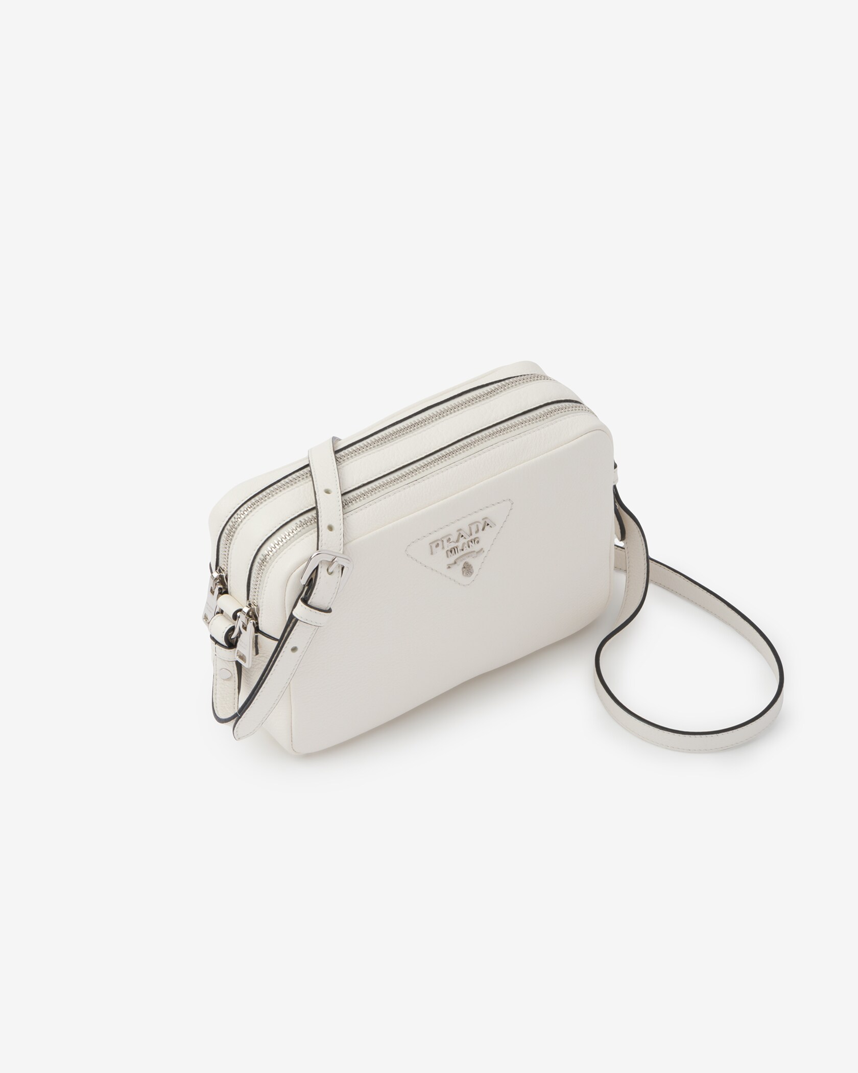 White Medium Leather Bag Prada
