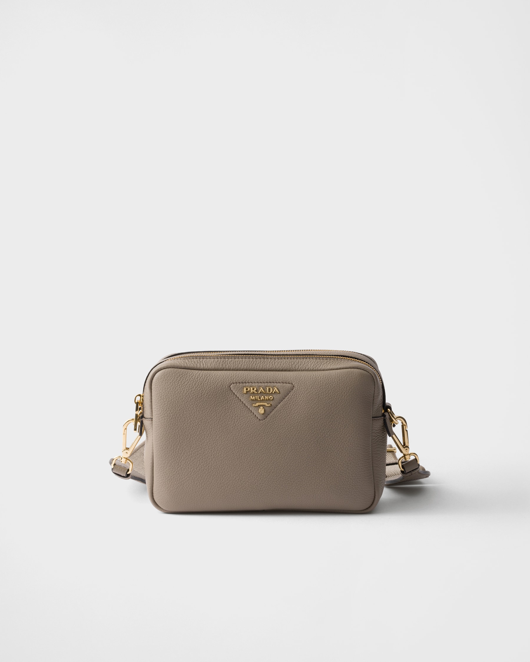 Clay Gray Small Leather Shoulder Bag | PRADA - United States
