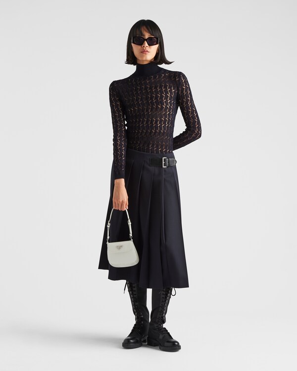 White Prada Cleo Brushed Leather Mini Bag | PRADA