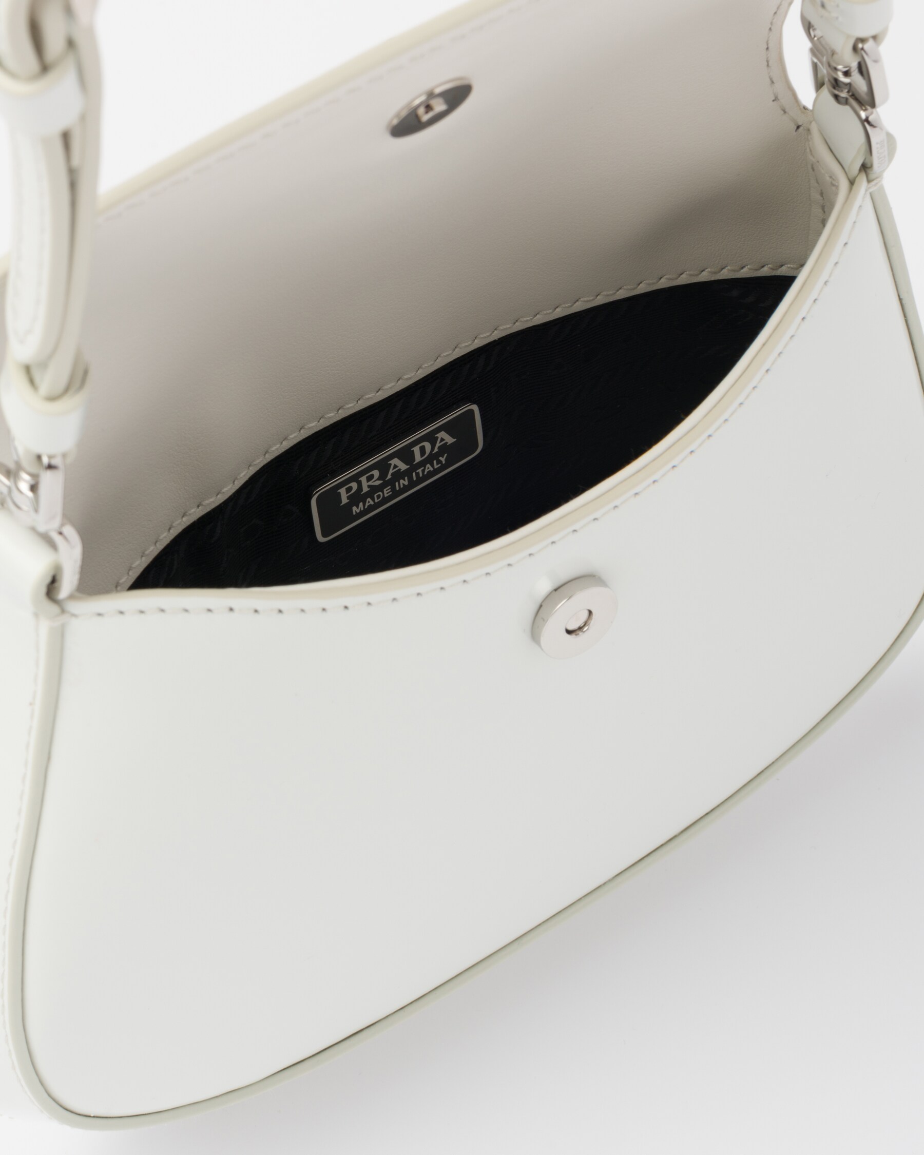 White Prada Cleo Brushed Leather Mini Bag | PRADA