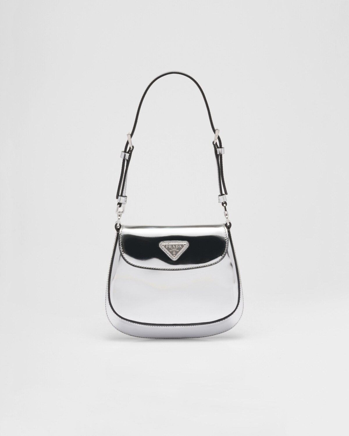 Silver Prada Cleo Brushed Leather Mini Bag | PRADA