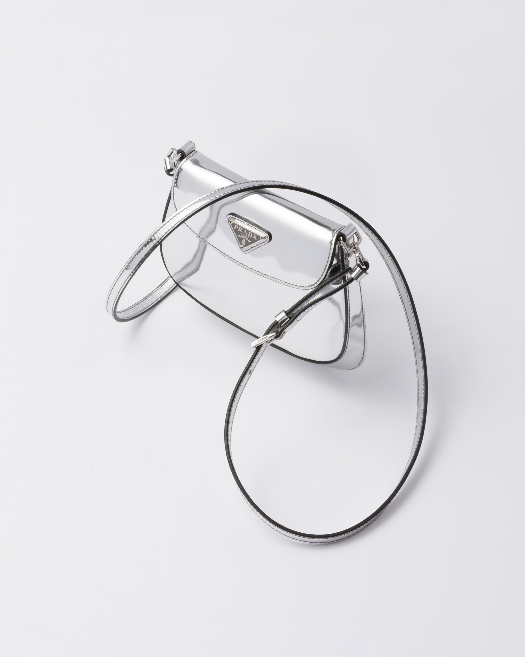 Silver Prada Cleo Brushed Leather Mini Bag | PRADA