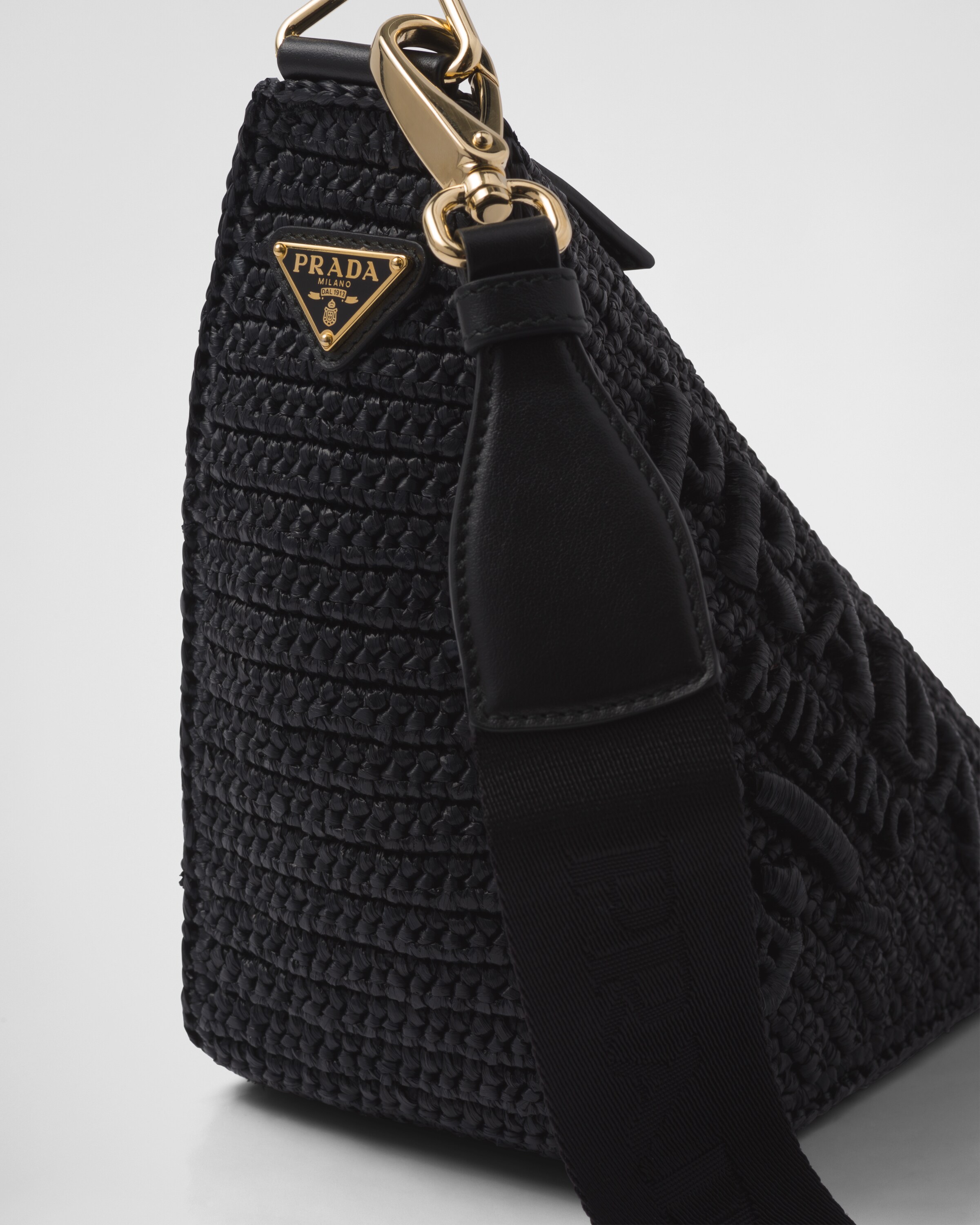 Black Raffia shoulder bag | Prada