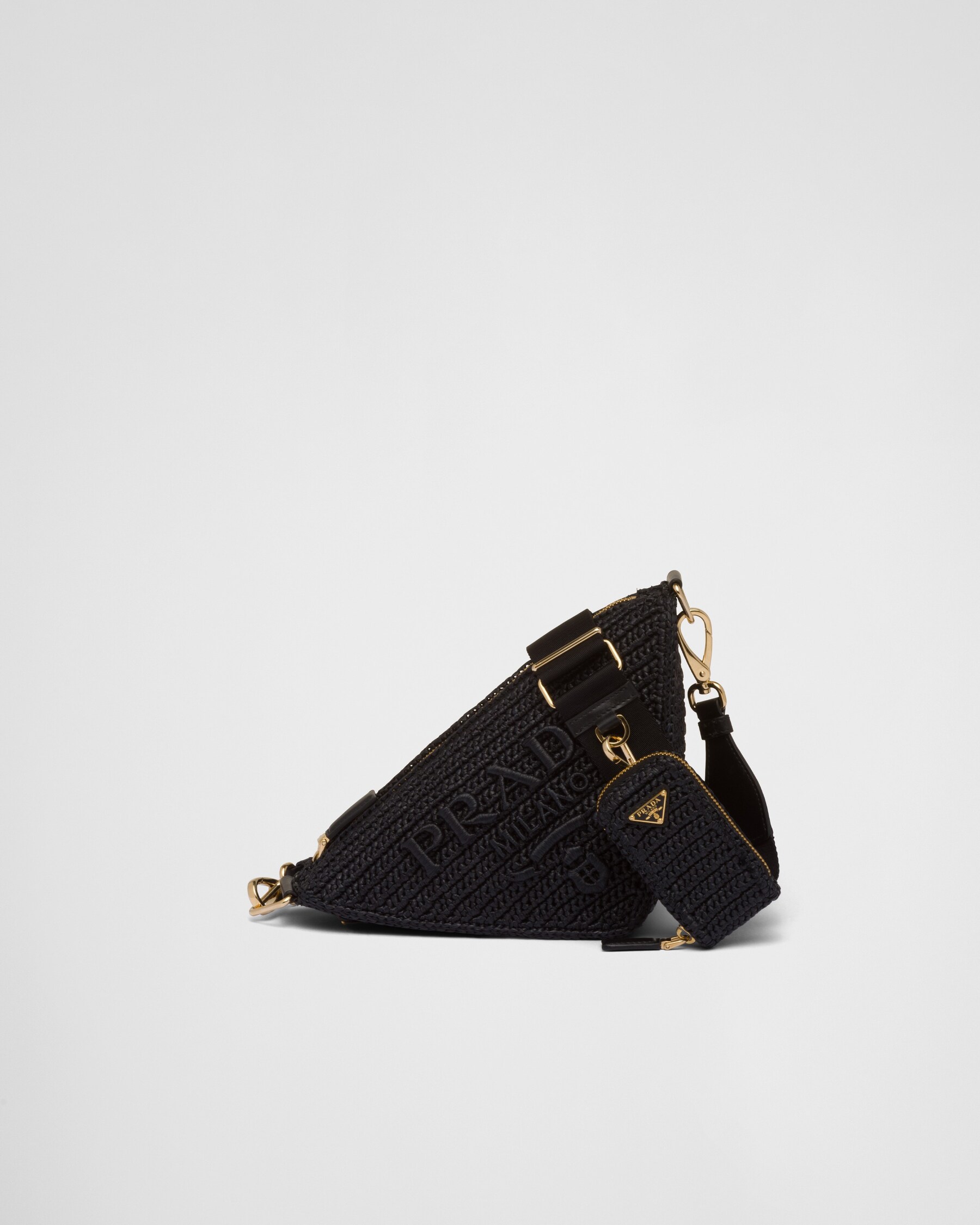 ブラック プラダ トライアングル クロシェ ショルダーバッグ | PRADA