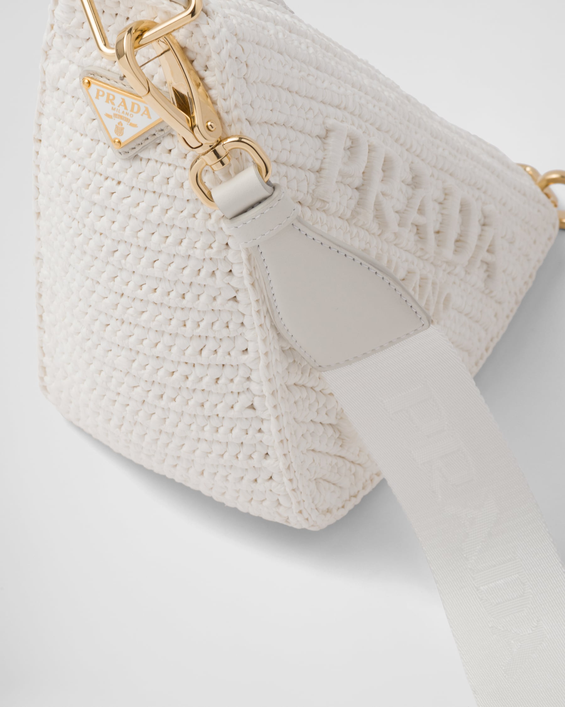 White Prada Triangle Crochet Shoulder Bag | PRADA