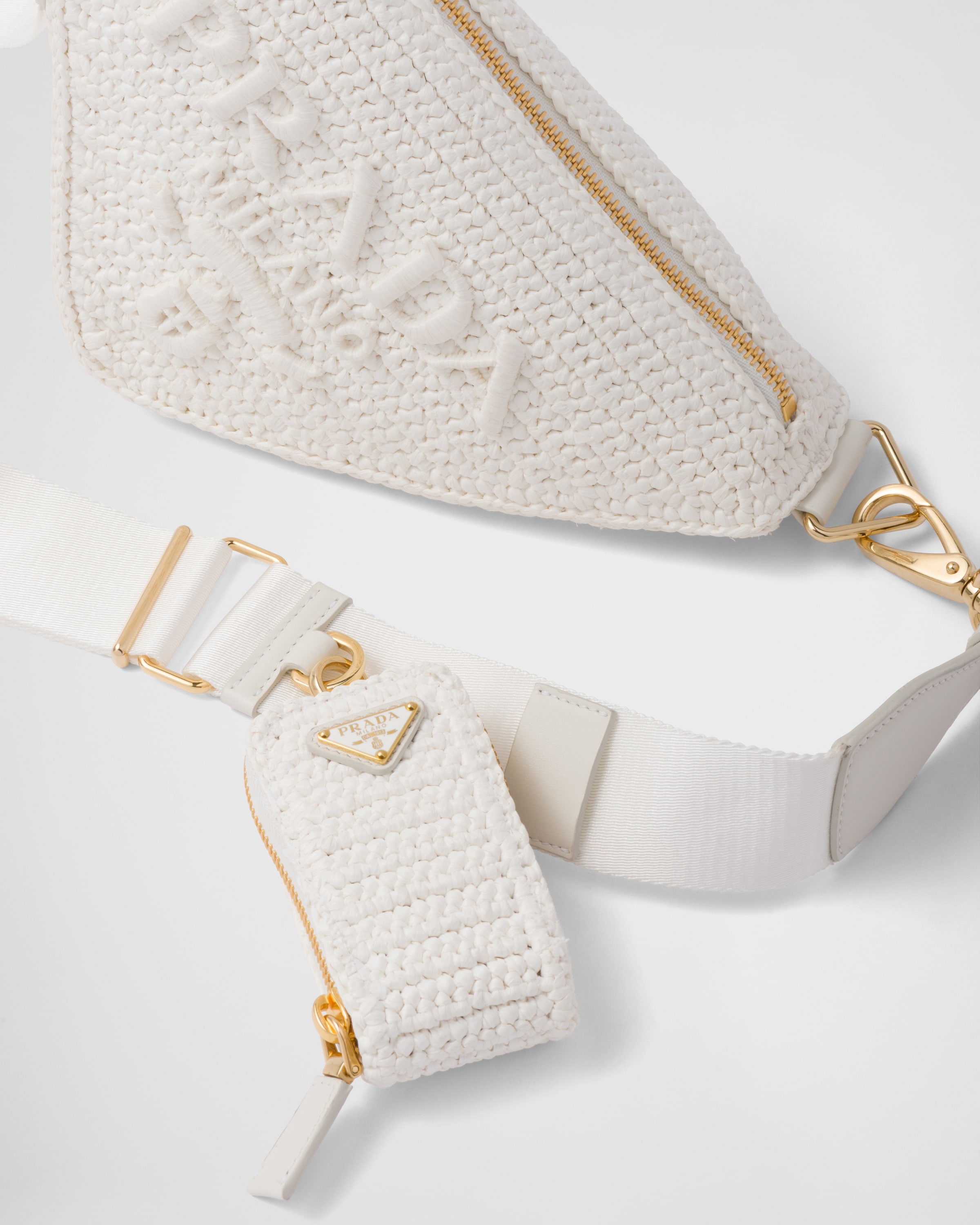 White Prada Triangle crochet shoulder bag | Prada