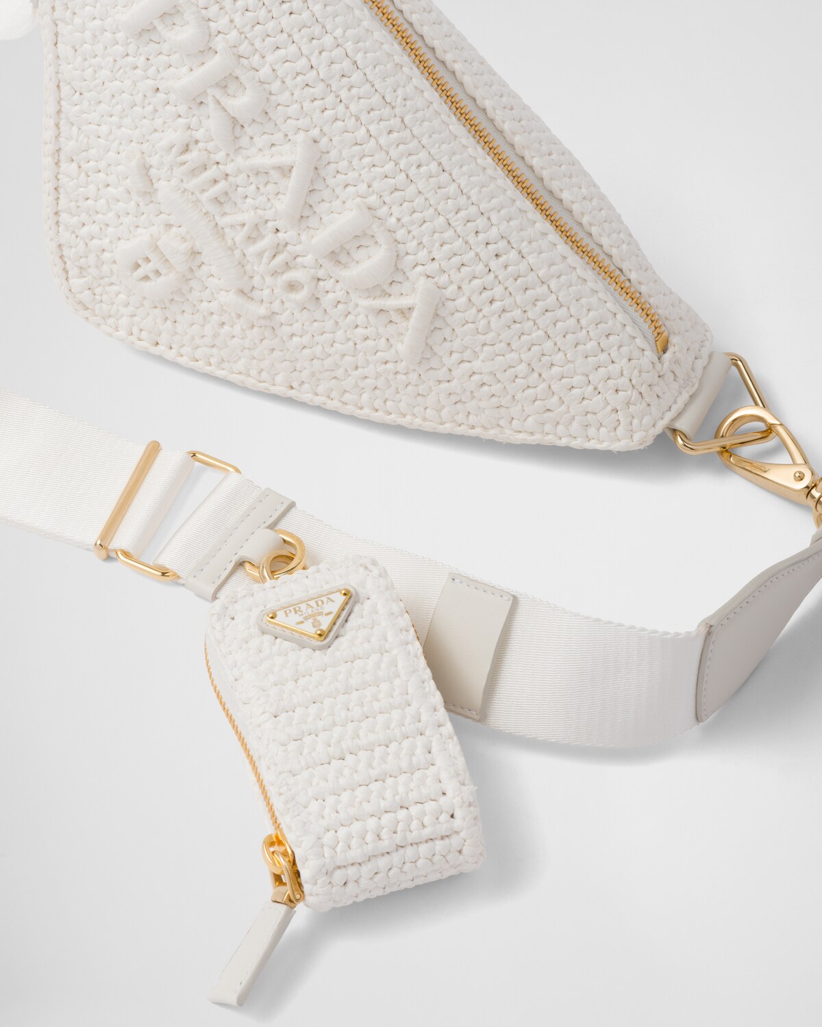 White Prada Triangle Crochet Shoulder Bag | PRADA