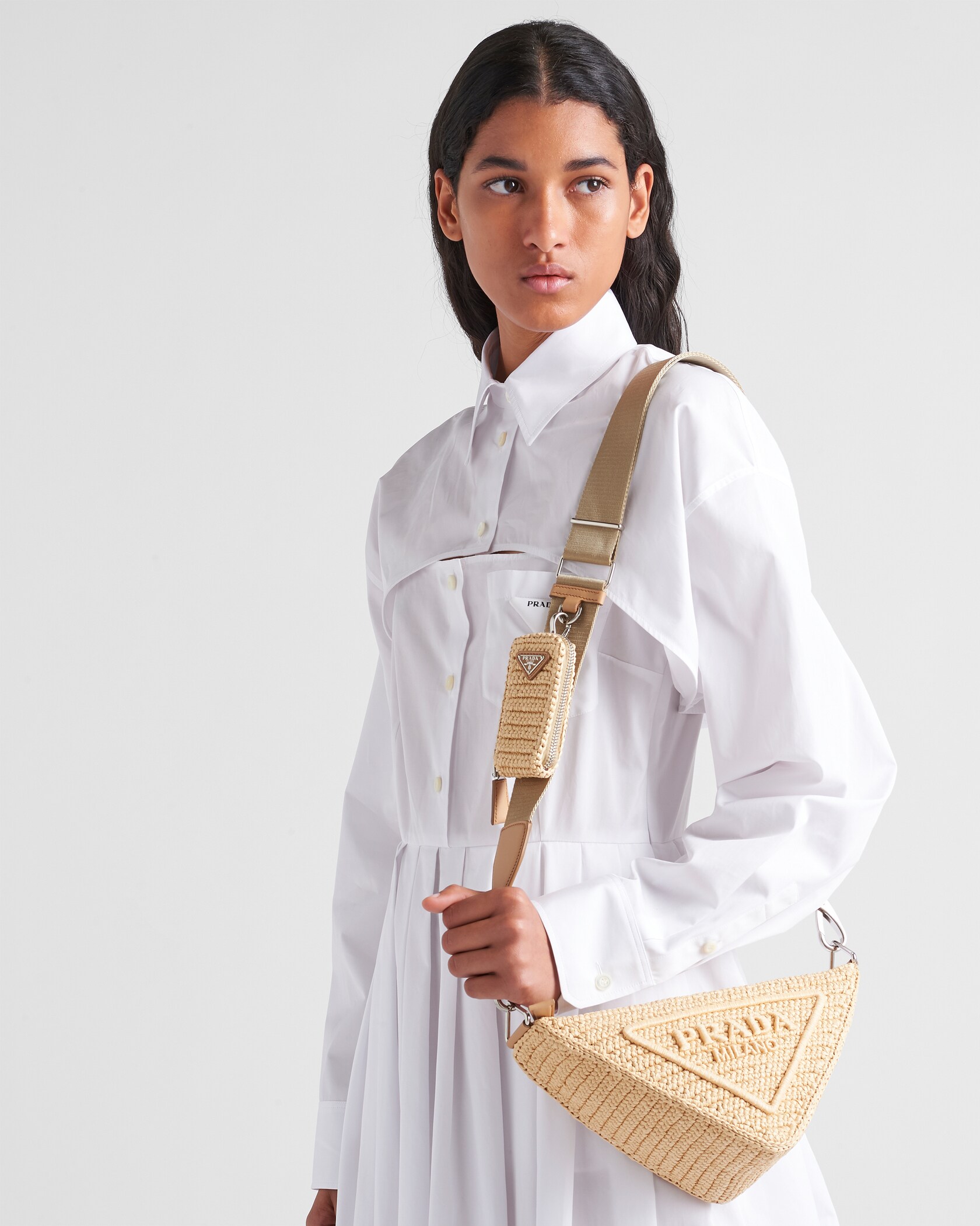 Natural Prada Triangle Crochet Bag | PRADA