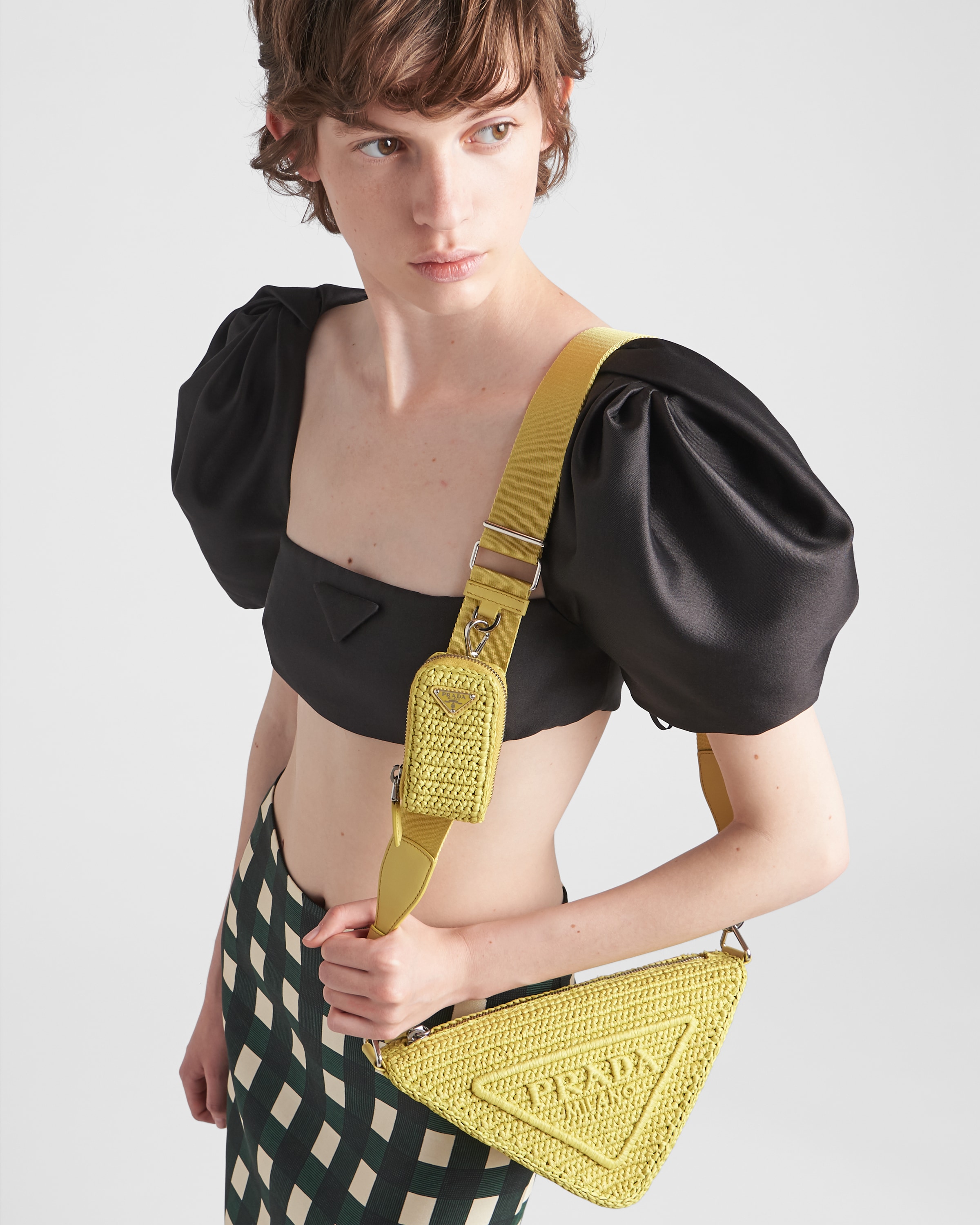 Citron Green Raffia Prada Triangle bag | Prada