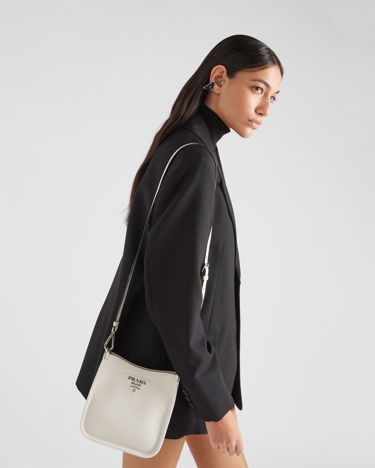 White Leather Mini Shoulder Bag | PRADA