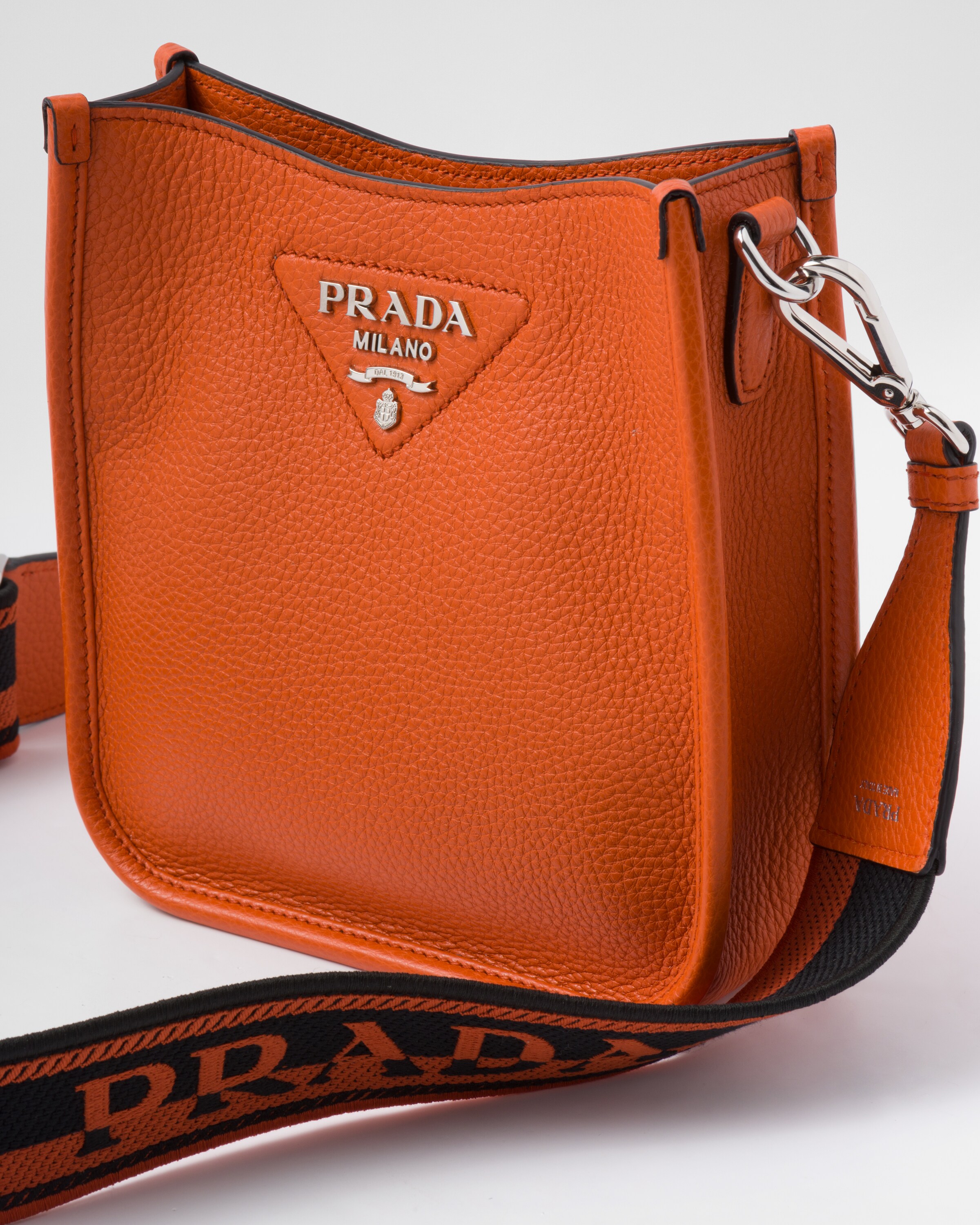 Papaya Leather Mini Shoulder Bag | PRADA
