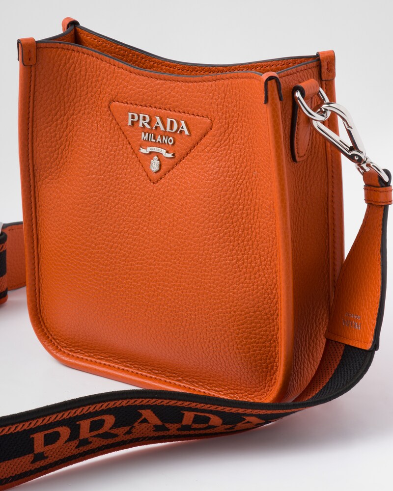 Papaya Leather Mini Shoulder Bag | PRADA