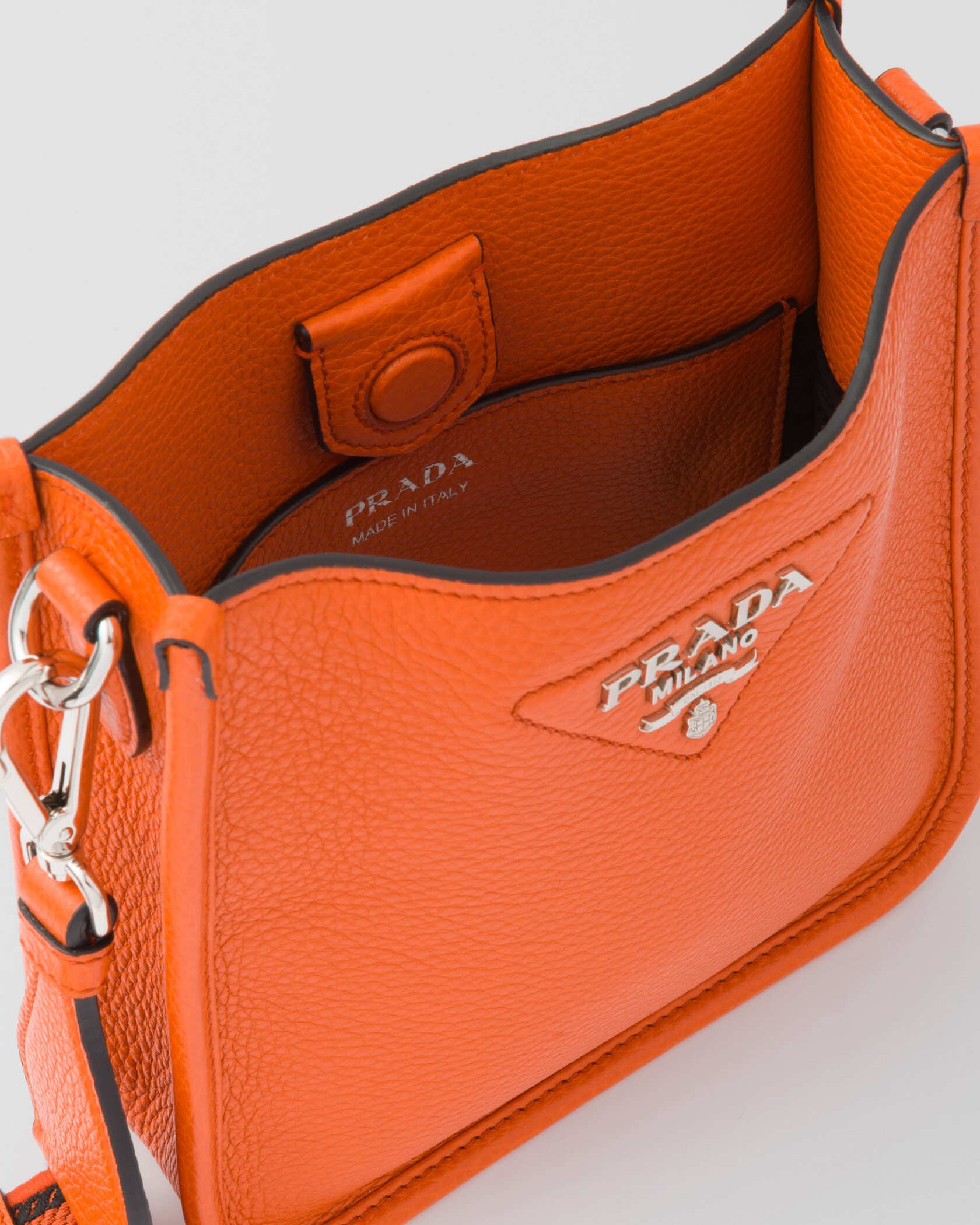 Papaya Leather Mini Shoulder Bag | PRADA