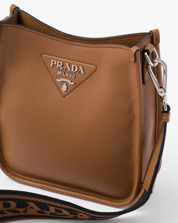 Caramel Leather Mini Shoulder Bag | PRADA