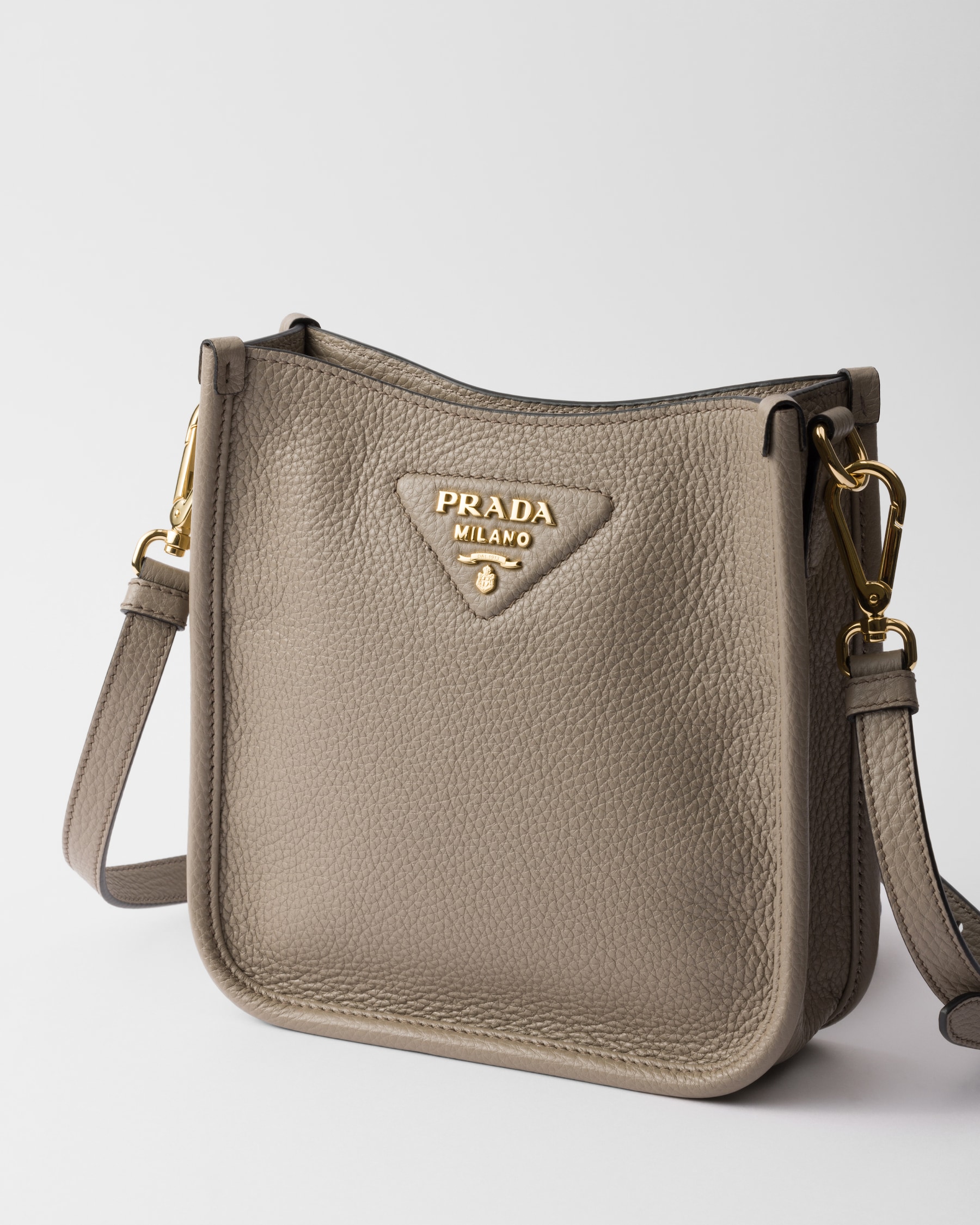 Clay Gray Mini Leather Shoulder Bag | PRADA